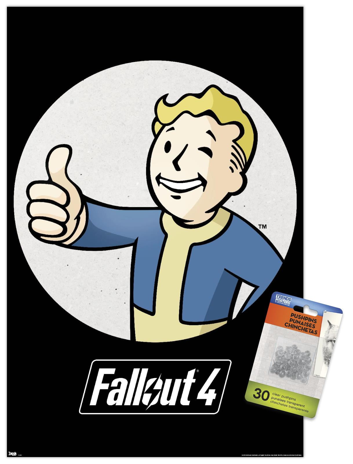 Fallout 4 - Vault Boy - Thumbs Up Wall Poster with Push Pins, 14.725" x ...
