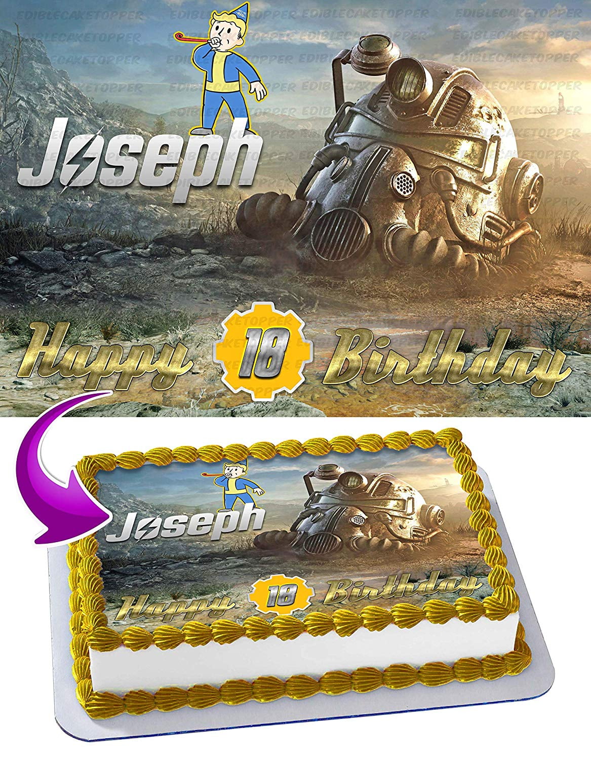 Fallout 76 Edible Cake Image Topper Personalized Birthday Party 1/4 ...