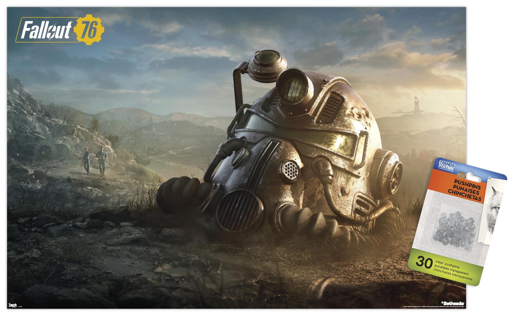 Fallout: 76 - Helmet Key Art Wall Poster with Push Pins, 14.725" x 22. ...