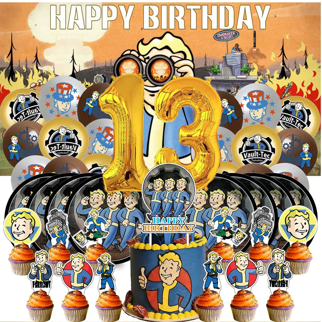Fallout Balloons Party Supplies 13th Decor Tableware Birthday Cake ...