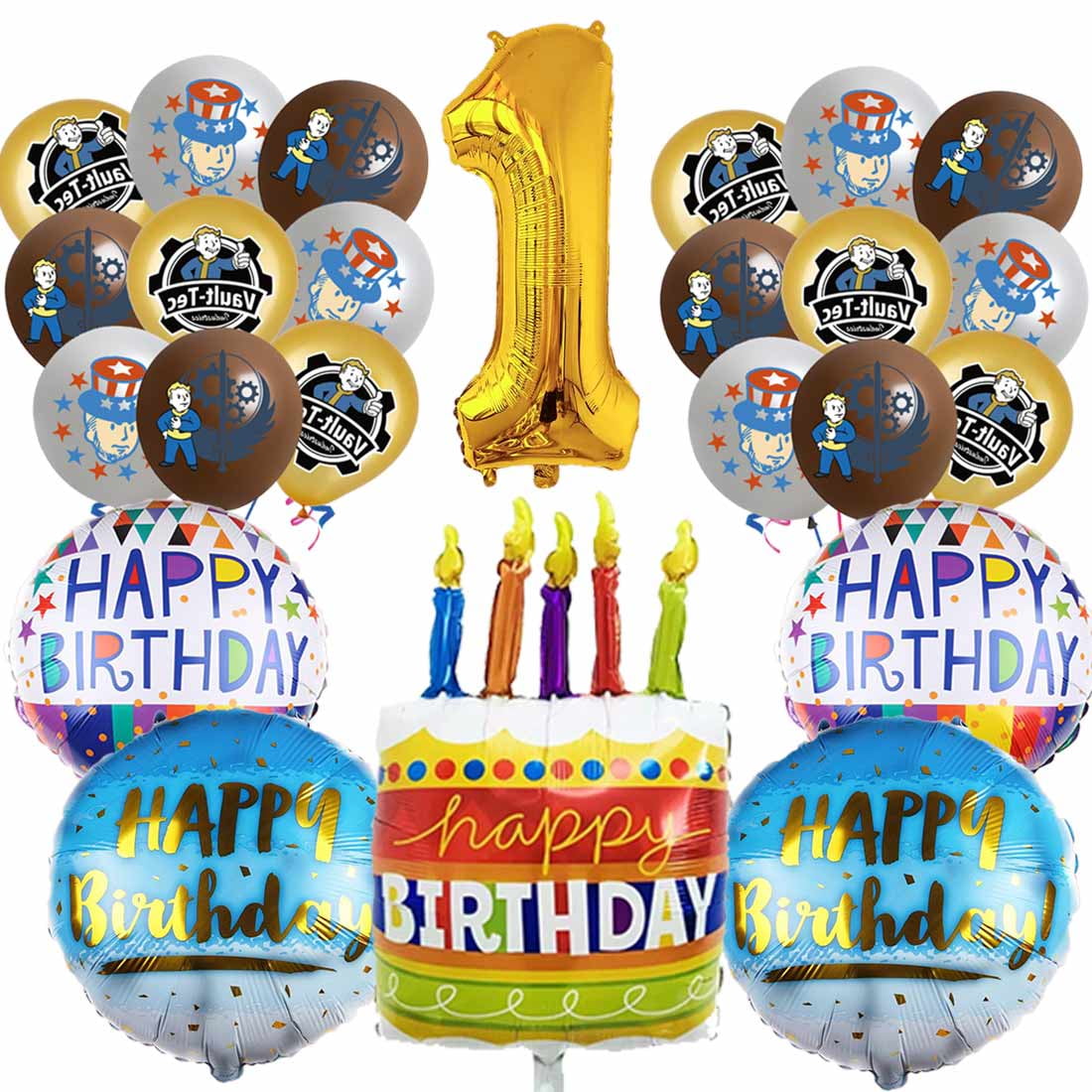 Fallout Balloons Party Supplies 1st Big Number Decorations Decor Kit ...