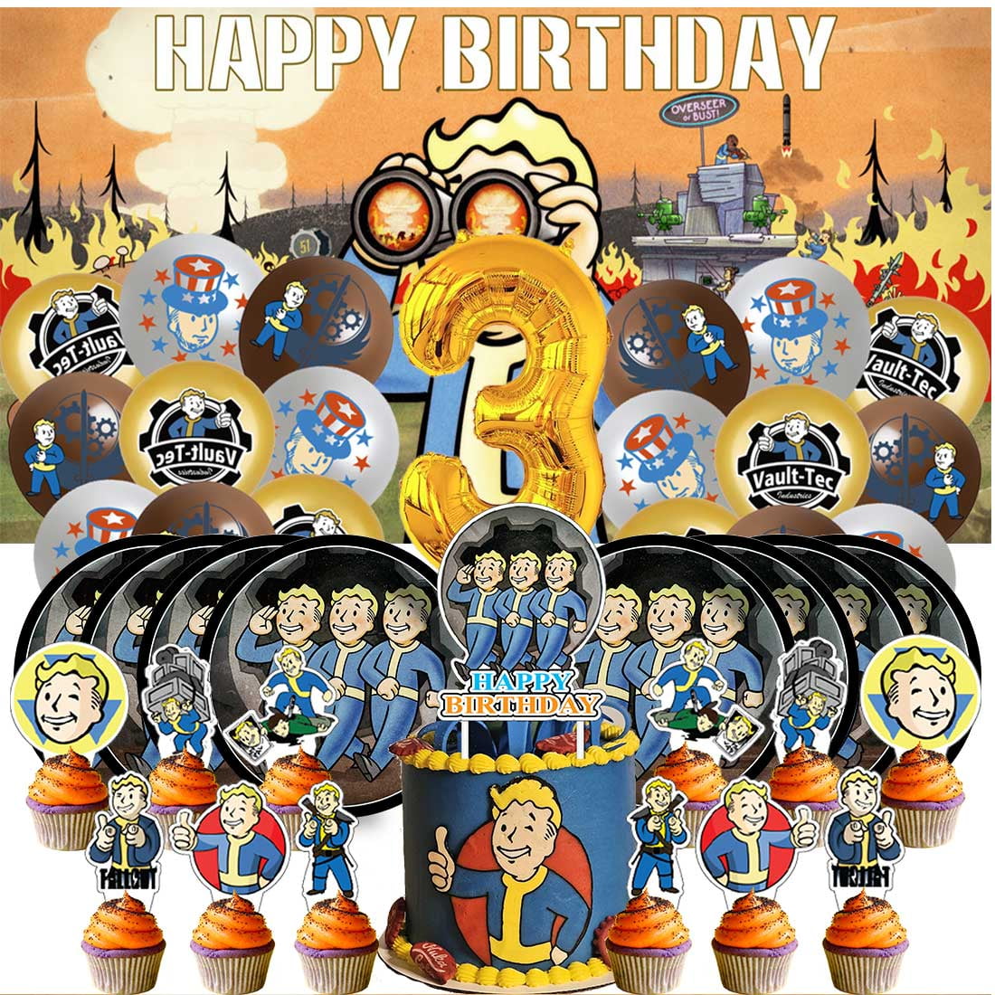 Fallout Balloons Party Supplies 3rd Decor Tableware Birthday Cake ...