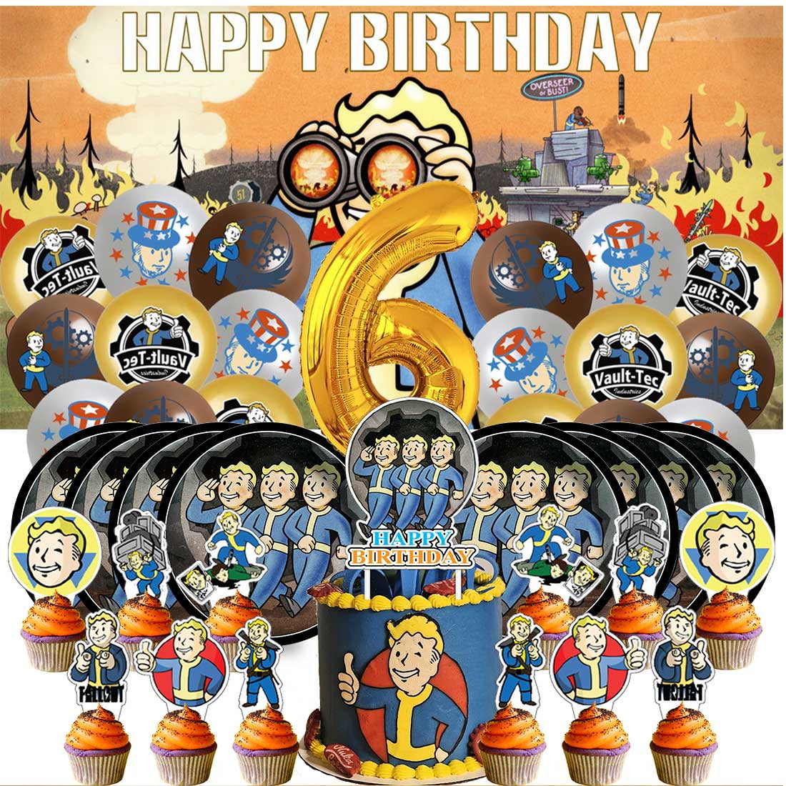 Fallout Balloons Party Supplies 6th Decor Tableware Birthday Cake ...