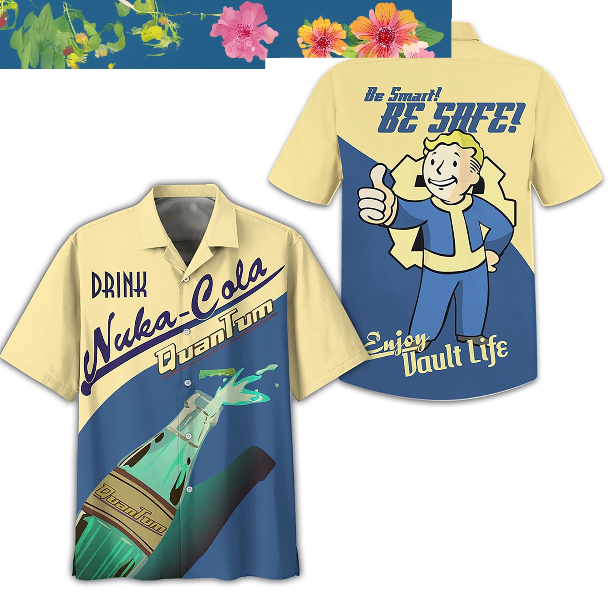 Fallout Be Smart Be Safe Enjoy Vault Life Nuka Cola Hawaiian Shirts ...