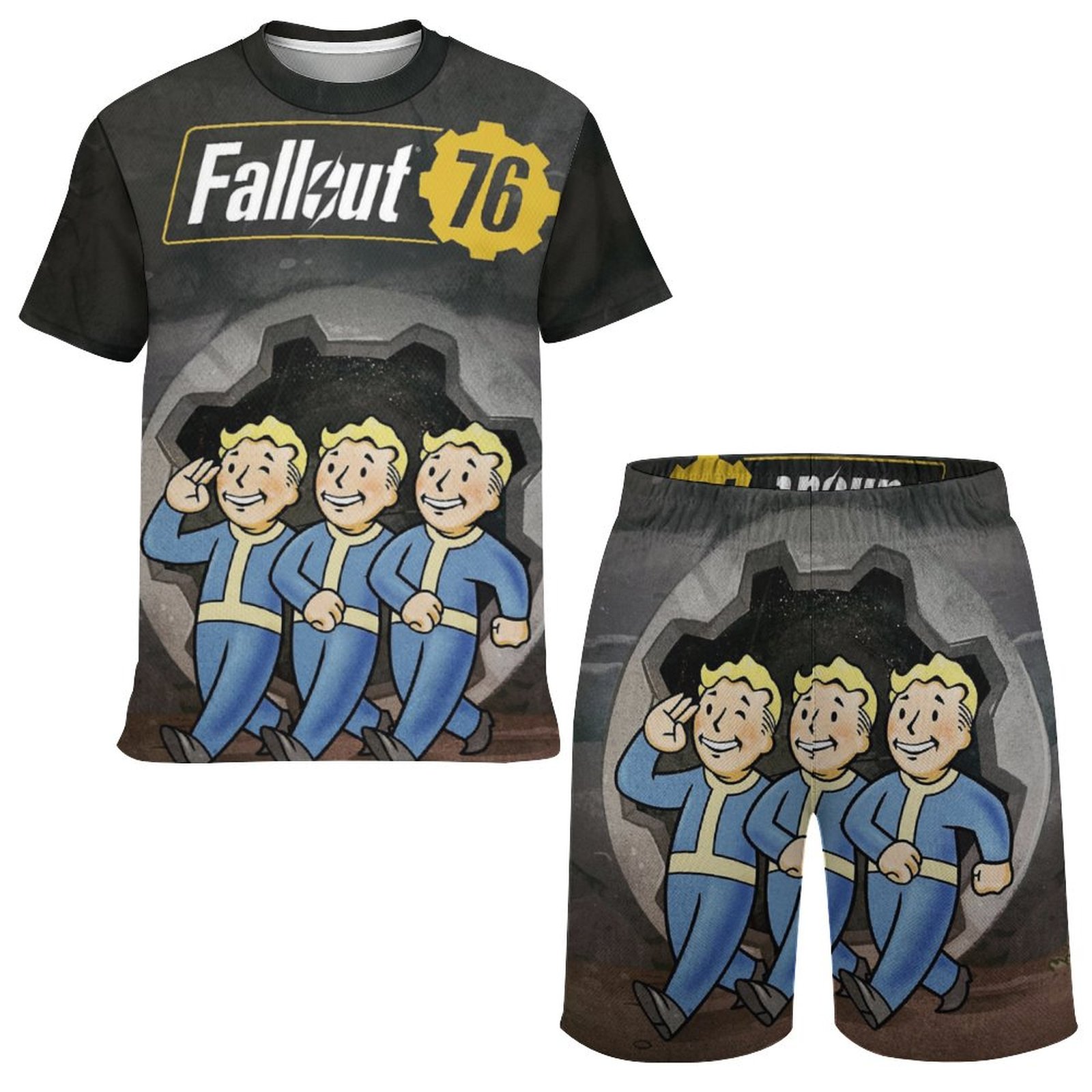 Fallout Boys Short Sleeve T-Shirt And Mesh Shorts Outfit Set for Kids ...
