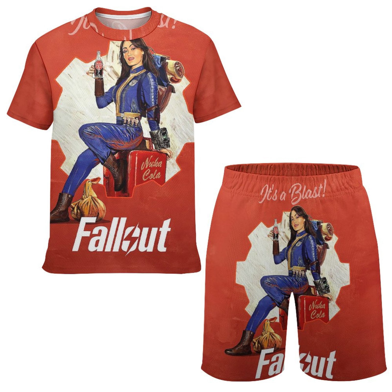 Fallout Boys Short Sleeve T-Shirt And Mesh Shorts Outfit Set for Kids ...