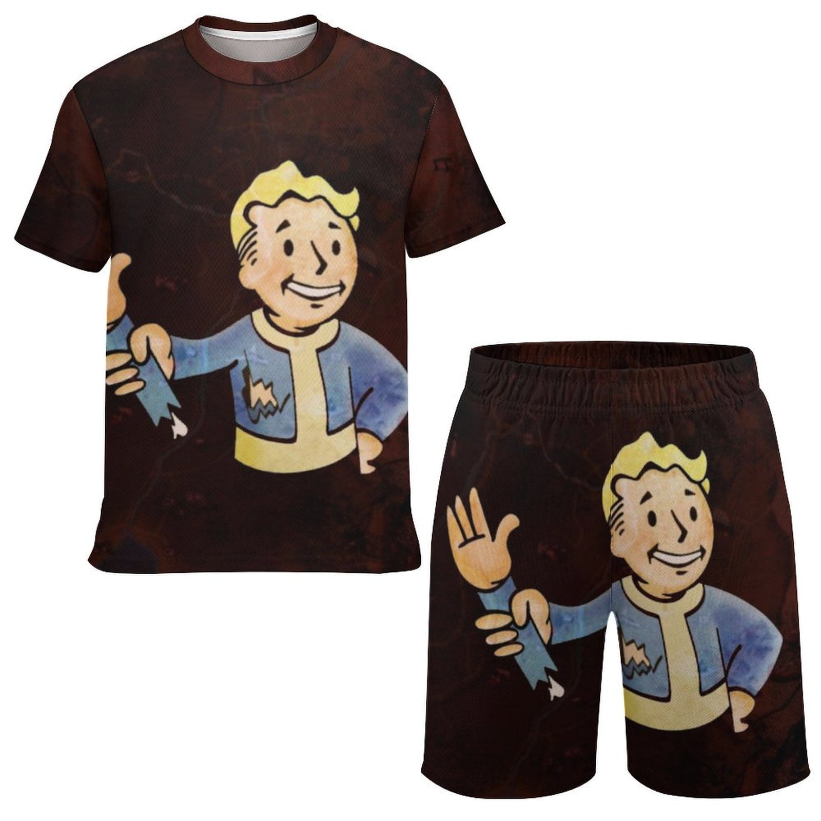 Fallout Boys Short Sleeve T-Shirt And Mesh Shorts Outfit Set for Kids ...