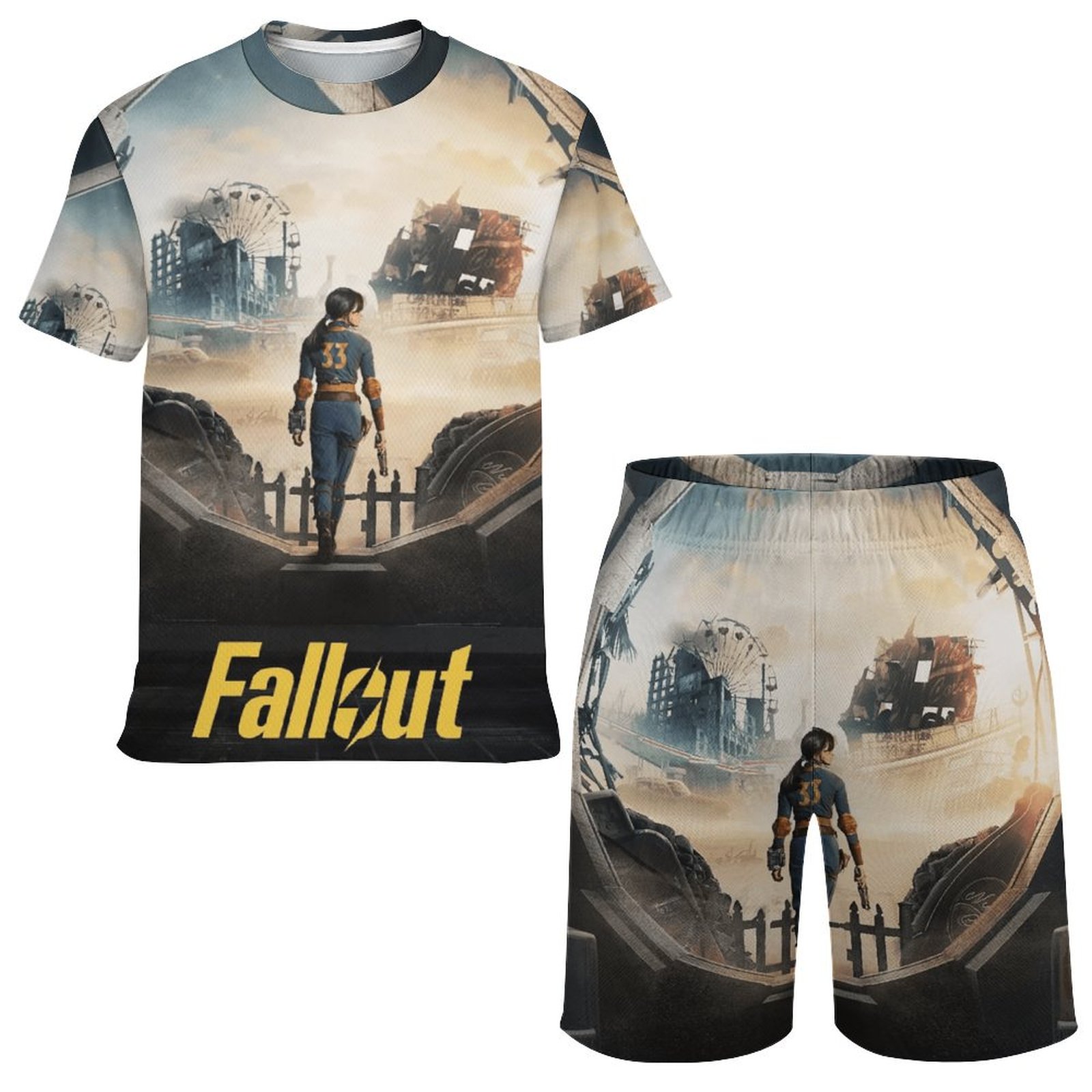 Fallout Boys Short Sleeve T-Shirt And Mesh Shorts Outfit Set for Kids ...