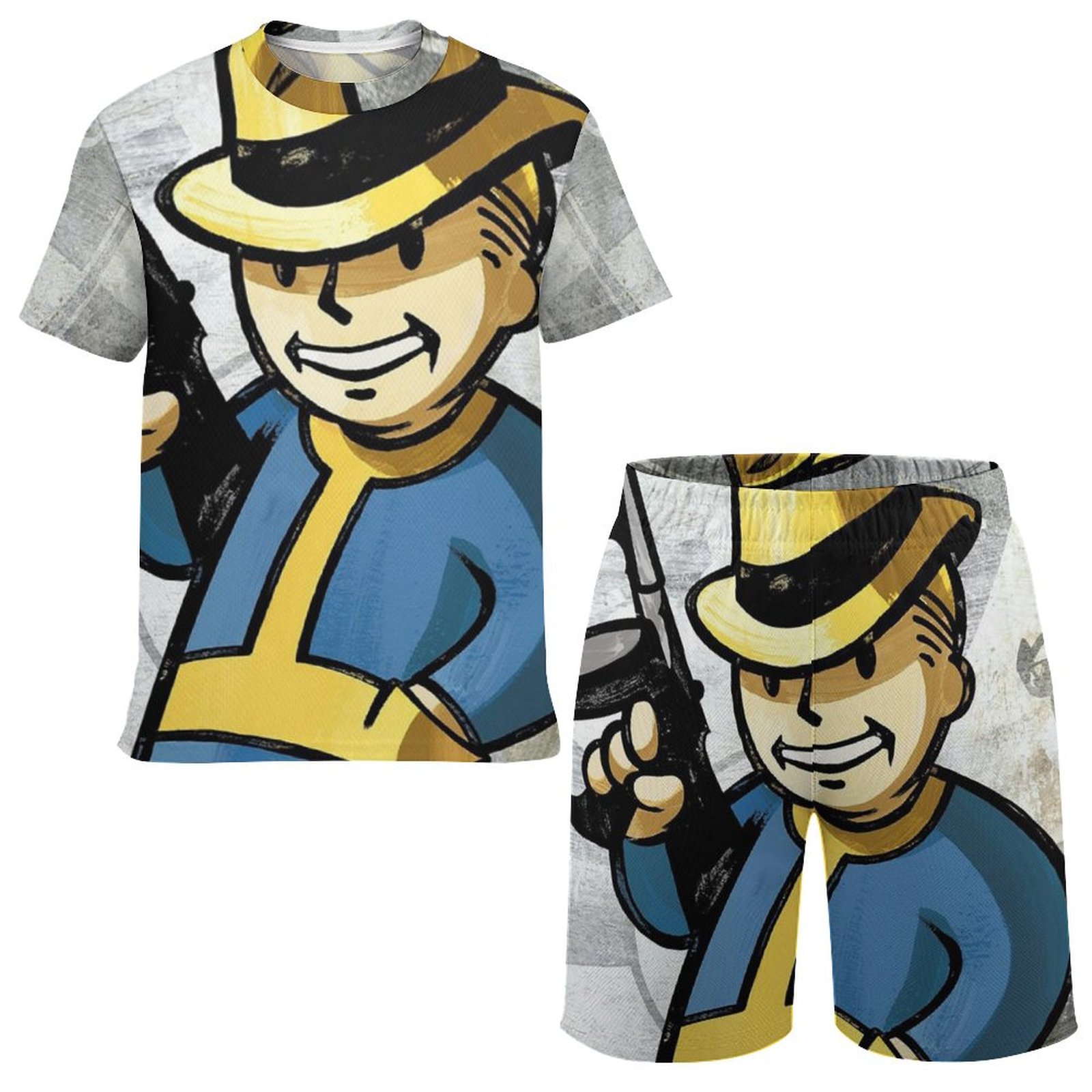 Fallout Boys Short Sleeve T-Shirt And Mesh Shorts Outfit Set for Kids ...