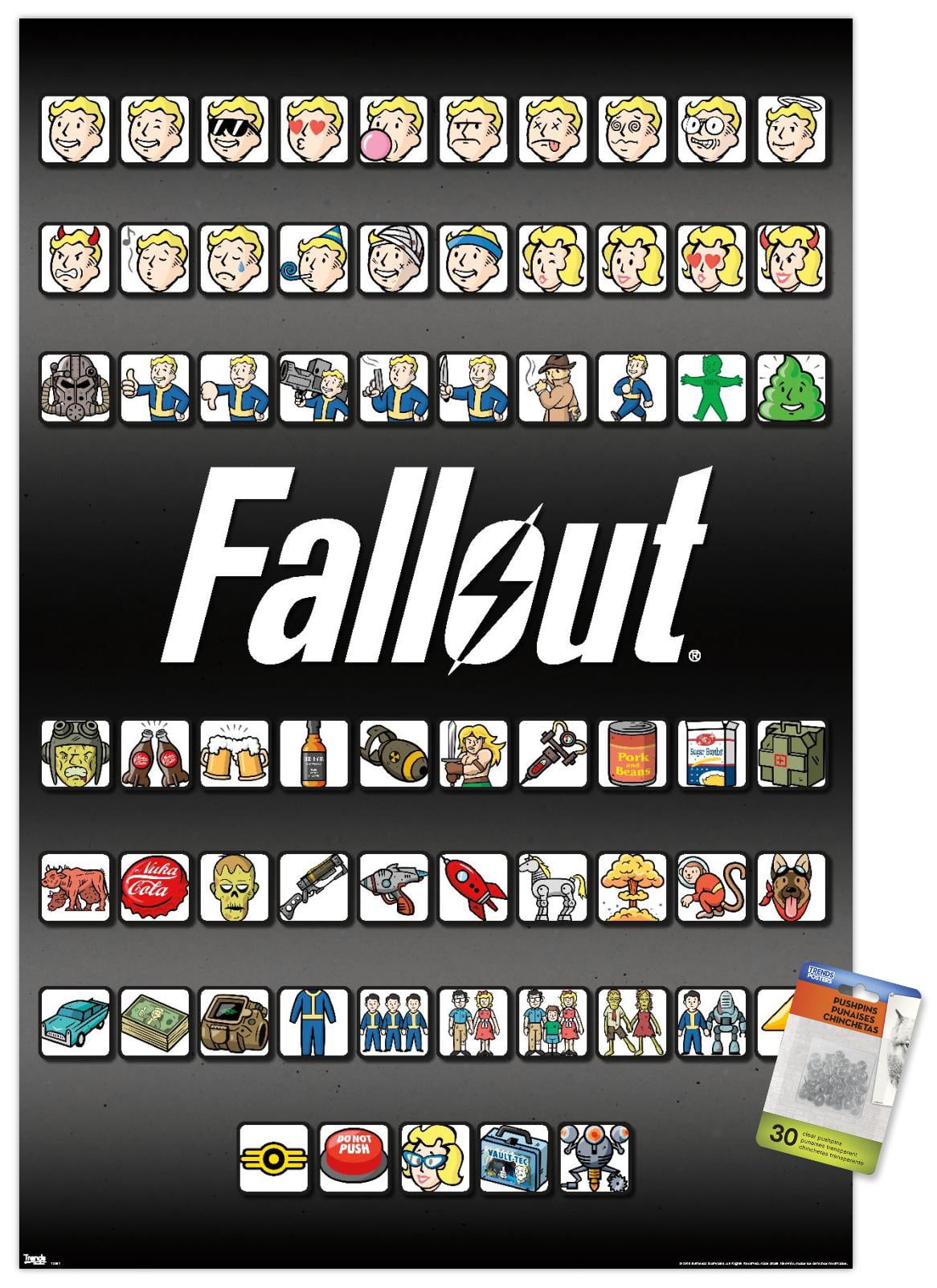 Fallout - Emojis Wall Poster with Pushpins, 22.375" x 34" - Walmart.com