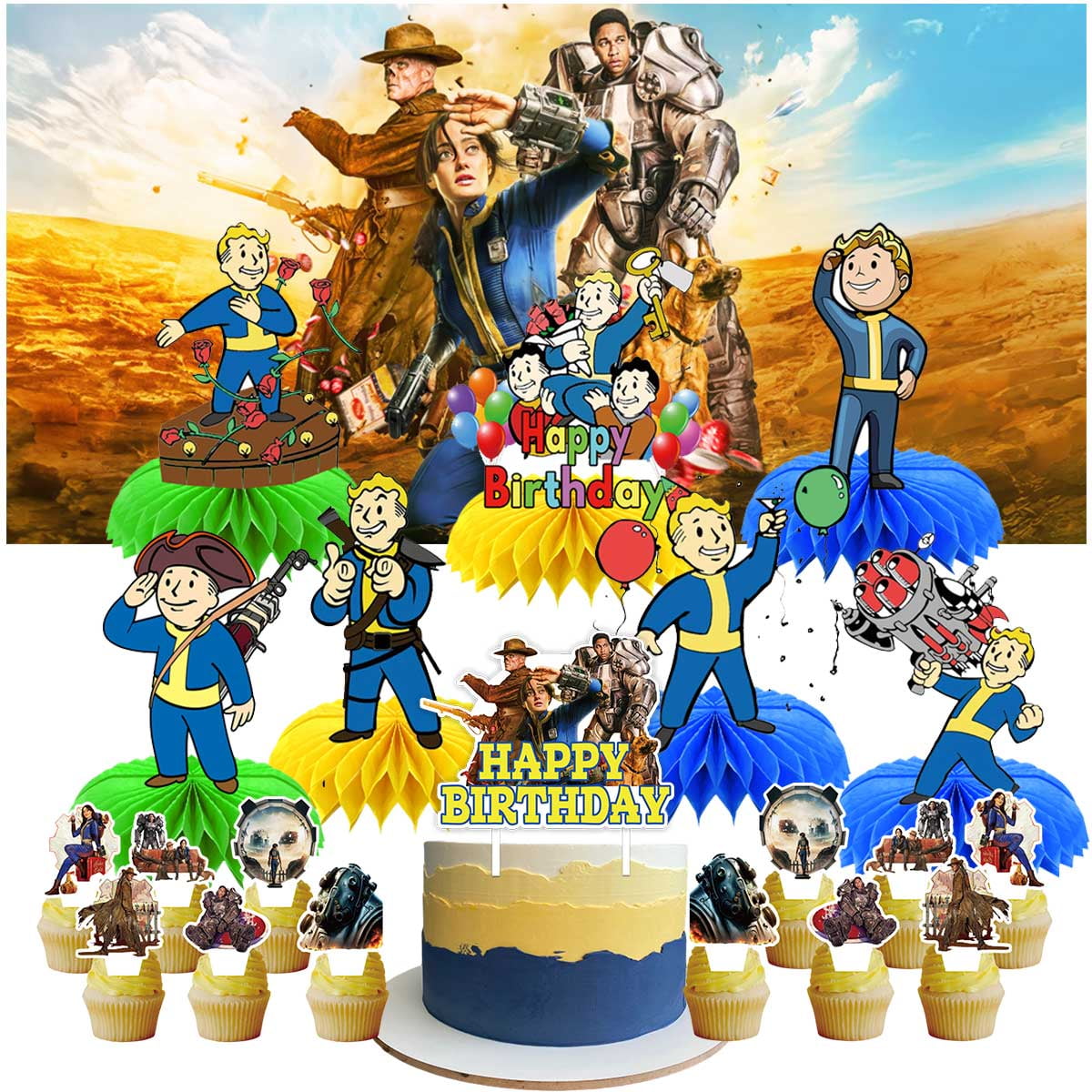 Fallout Fall Out Honeycomb Centerpieces Table Toppers Backdrop ...