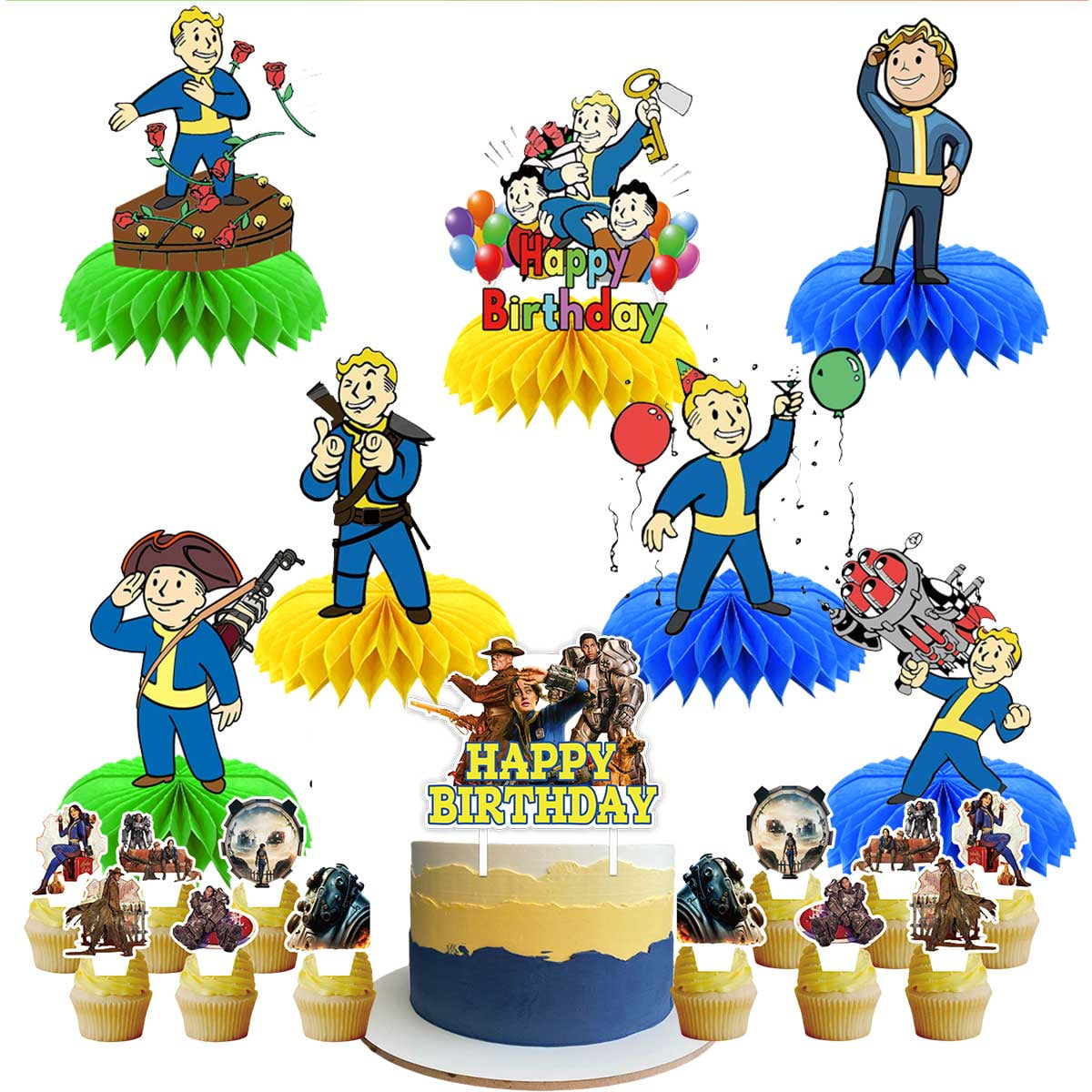 Fallout Fall Out Honeycomb Centerpieces Table Toppers Cake Toppers ...