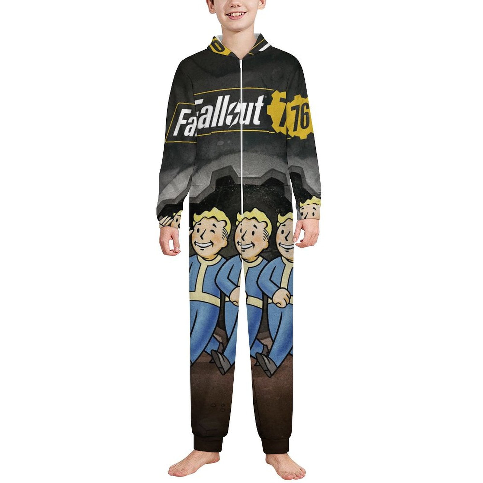 Fallout Kids Pajamas One Piece Hooded Union Suit Onesie PJs Sleepwear ...