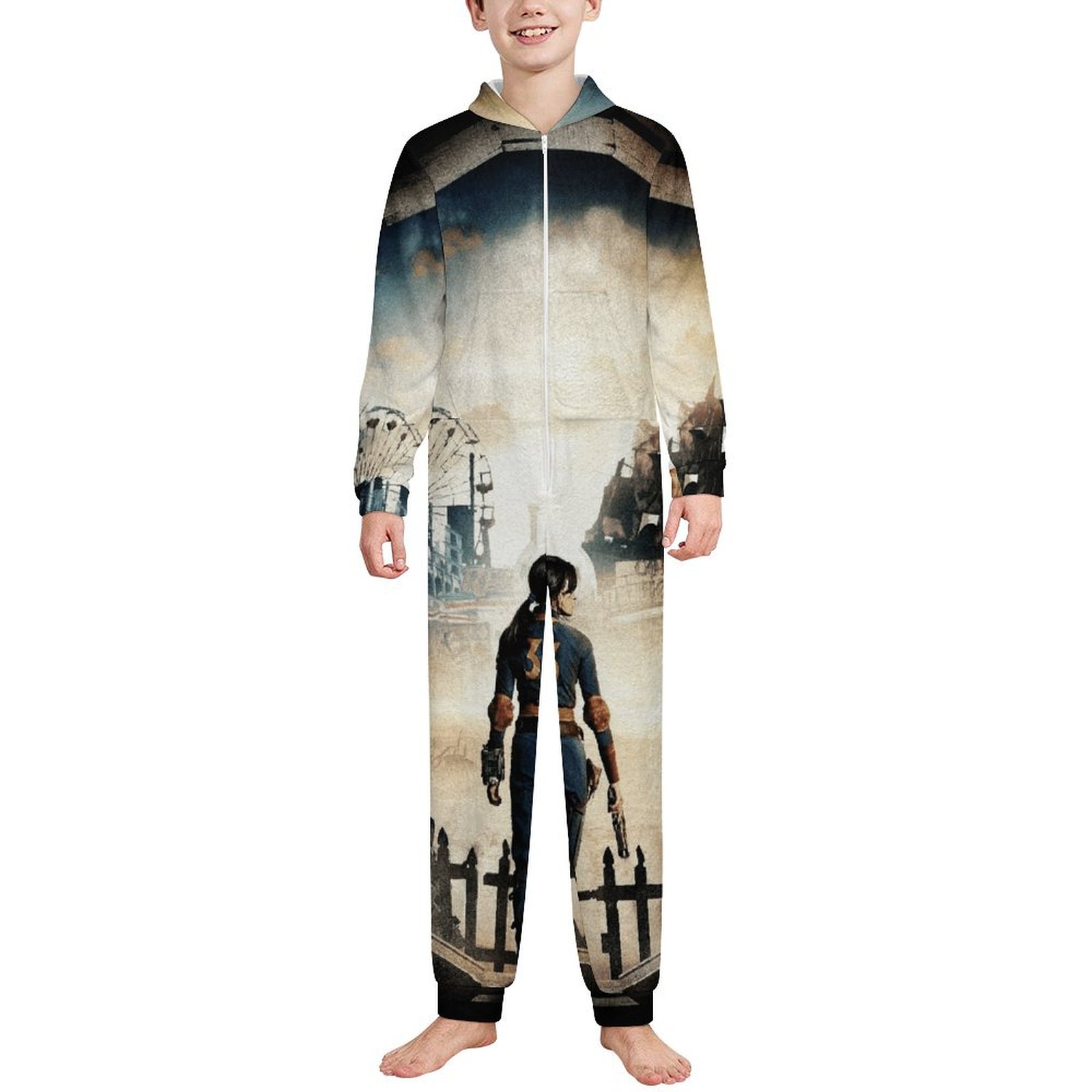 Fallout Kids Pajamas One Piece Hooded Union Suit Onesie PJs Sleepwear ...