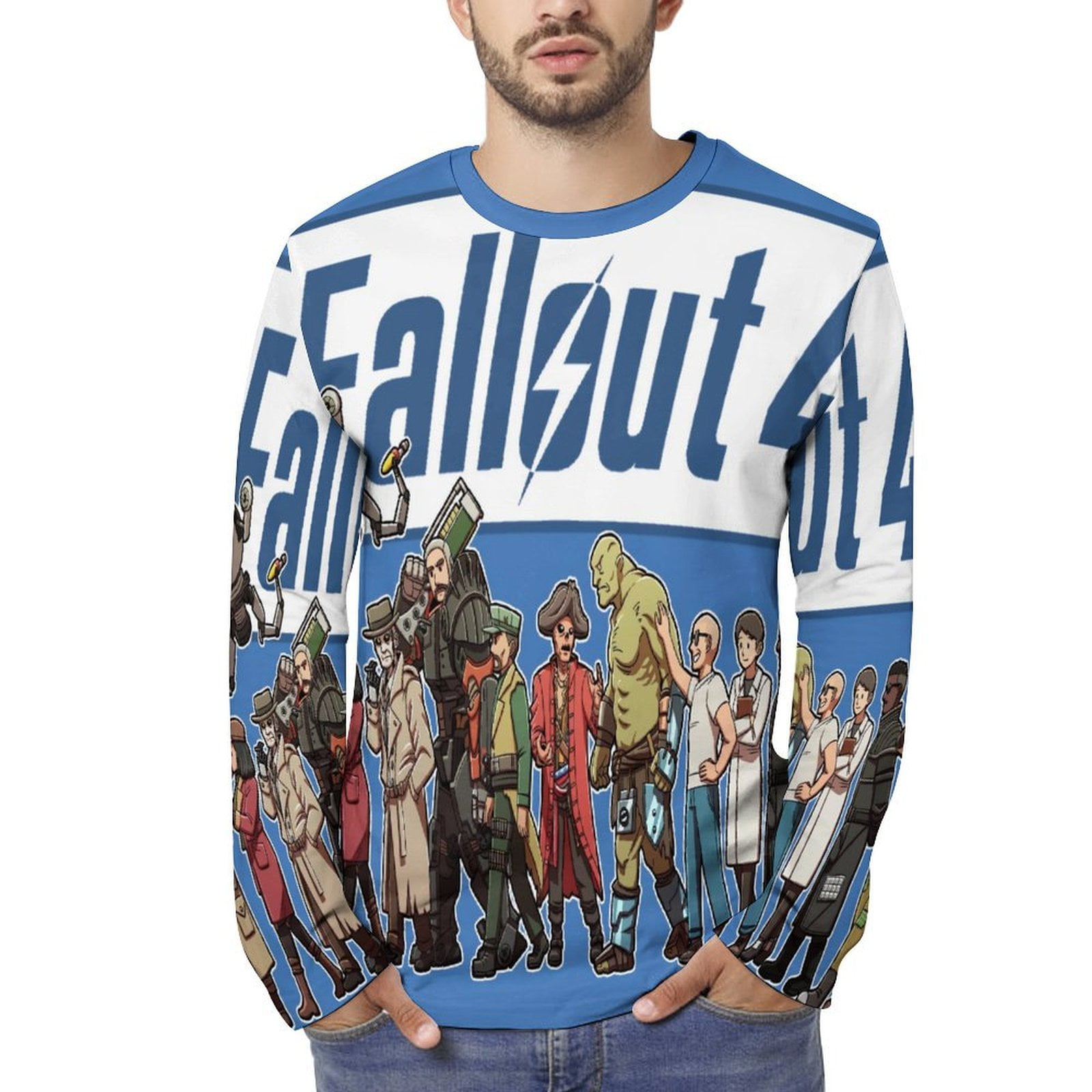 Fallout Long Sleeve Shirts for Men Trendy Streetwear Crew Neck Tops ...