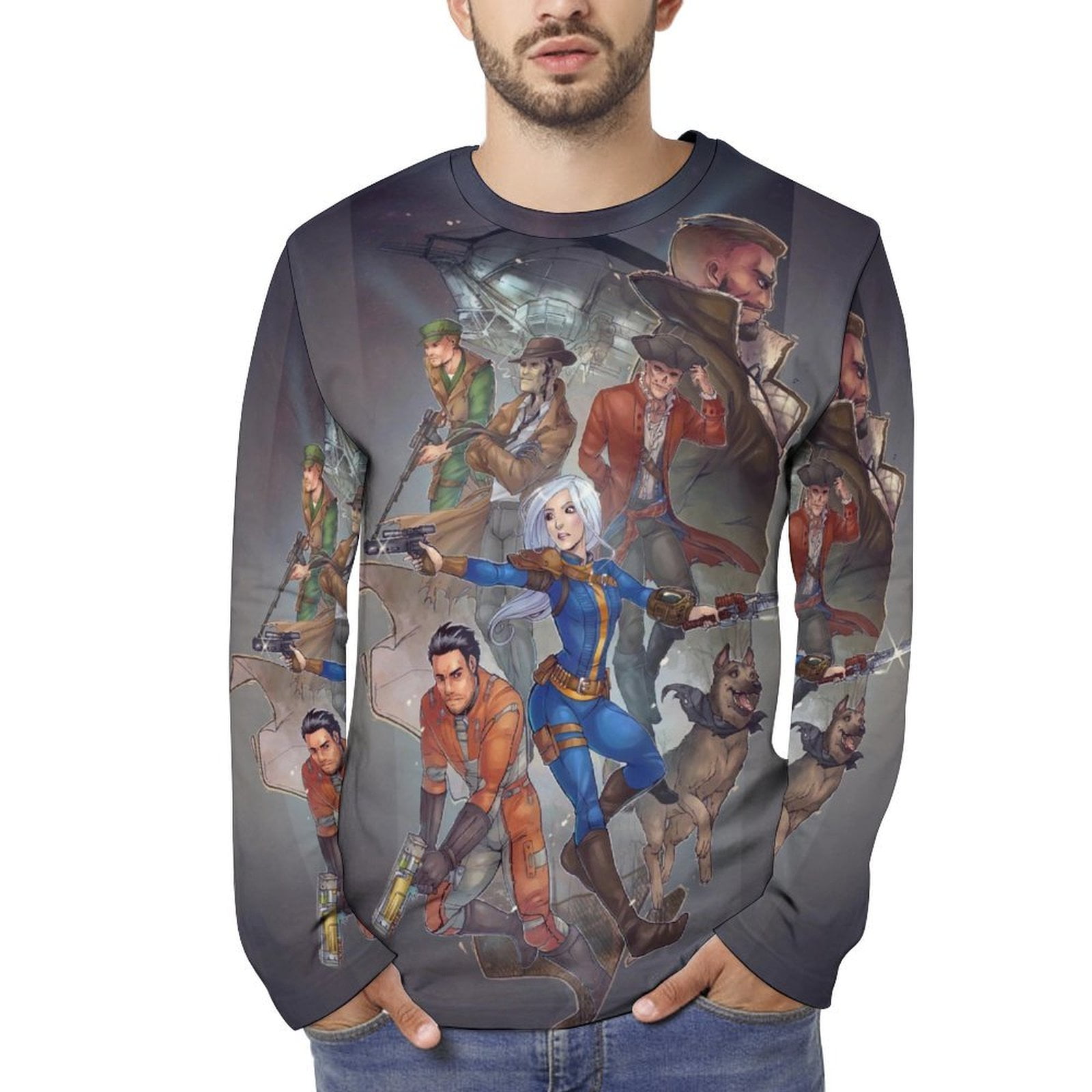Fallout Long Sleeve Shirts for Men Trendy Streetwear Crew Neck Tops ...