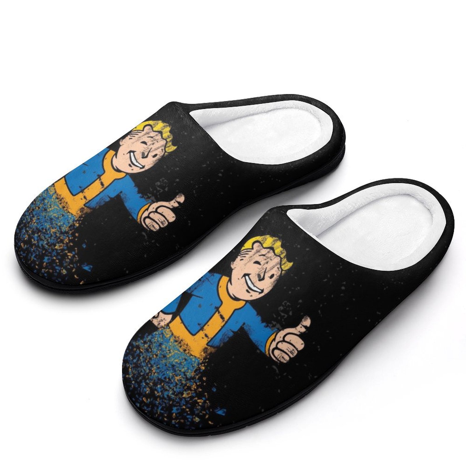 Fallout Mens Cozy Slippers Warm Soft Plush Slipper Slip-on House Shoes ...