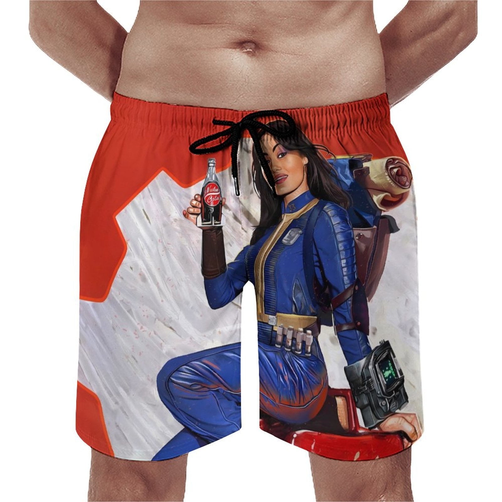 Fallout Mens Shorts Print Gym Shorts Quick Dry Beach Swim Shorts Mesh ...
