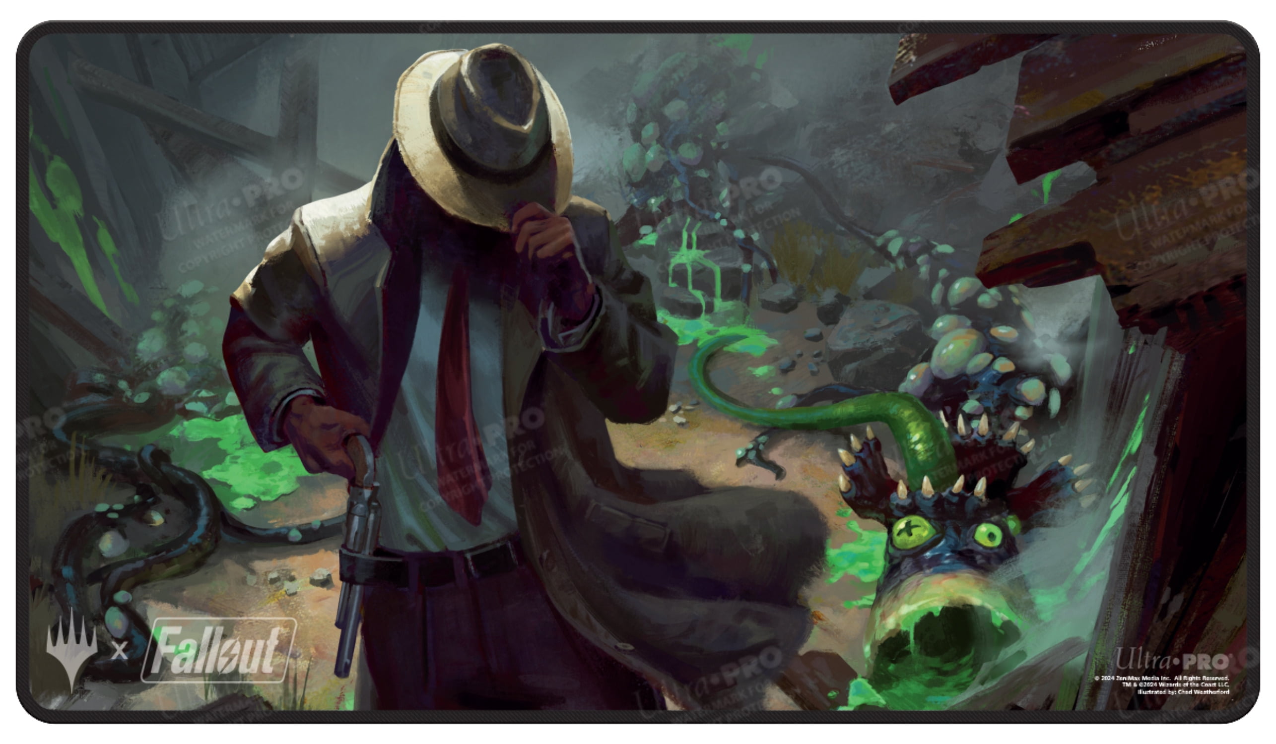 Fallout® Mysterious Stranger Black Stitched Standard Gaming Playmat for ...