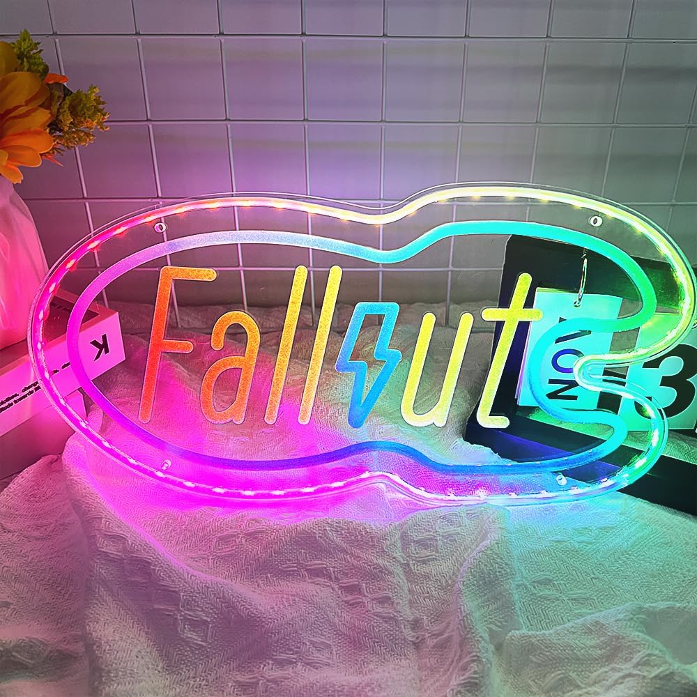 Fallout Neon Signs For Wall Decor, Fallout Merchandise Rgb Dimmable Led ...