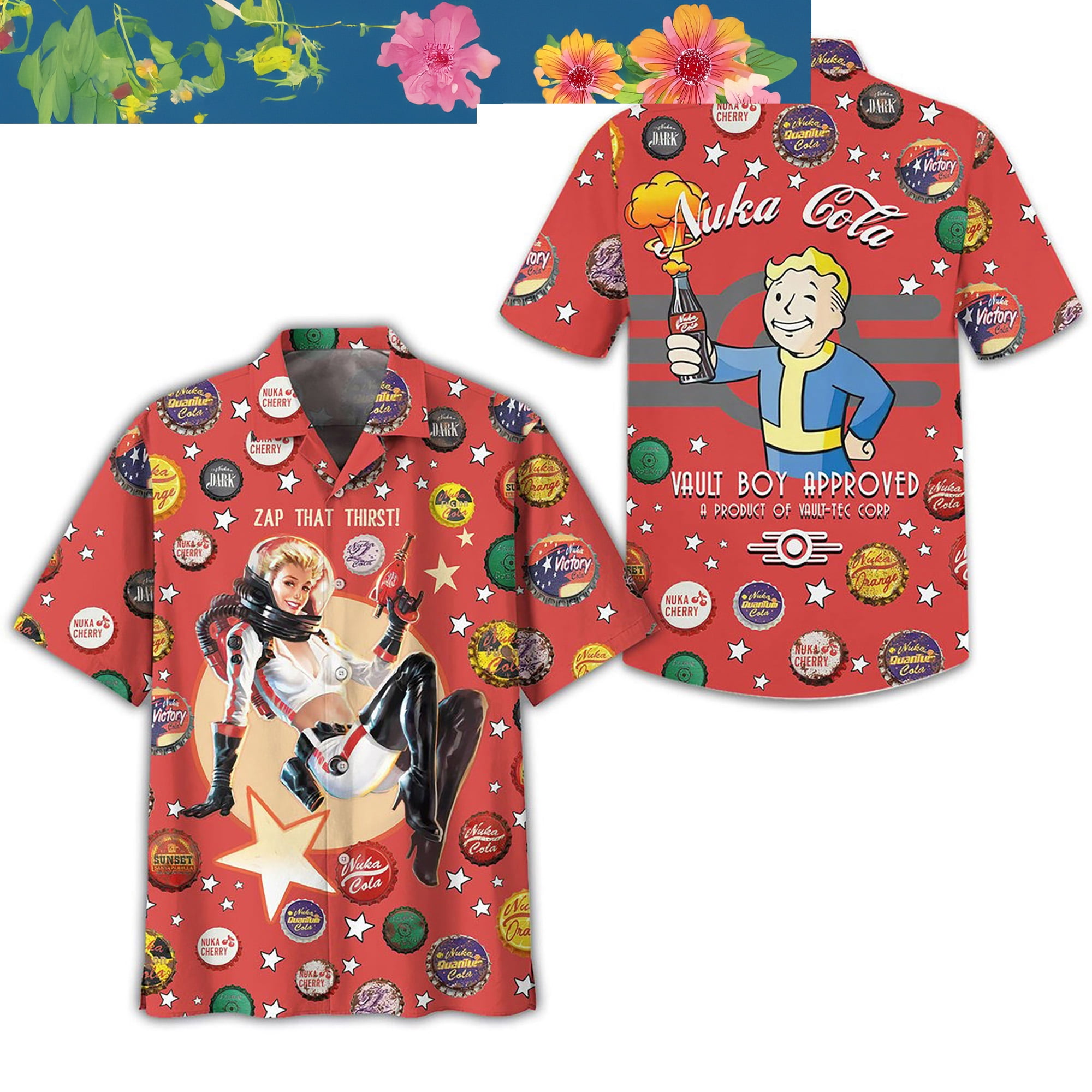Fallout Nuka Cola Zap That Thirst Vault Boy Approved Hawaiian Shirts ...