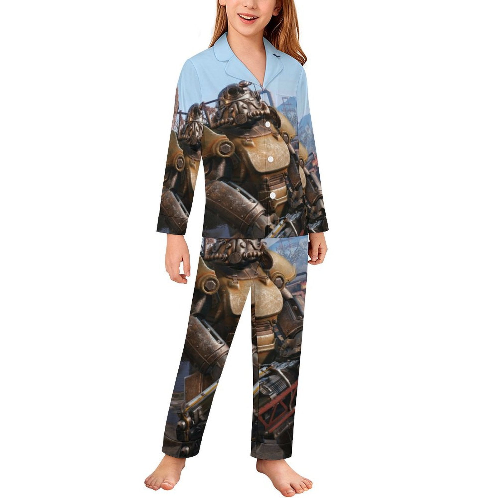 Fallout Pajamas Set Boys Girls Pjs Long Sleeve 2 Piece Sleepwear Button ...