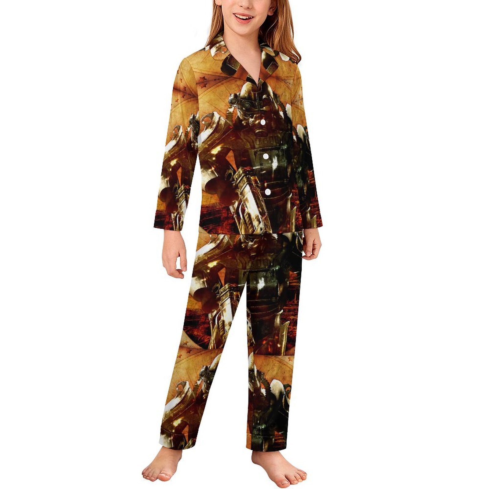 Fallout Pajamas Set Boys Girls Pjs Long Sleeve 2 Piece Sleepwear Button ...