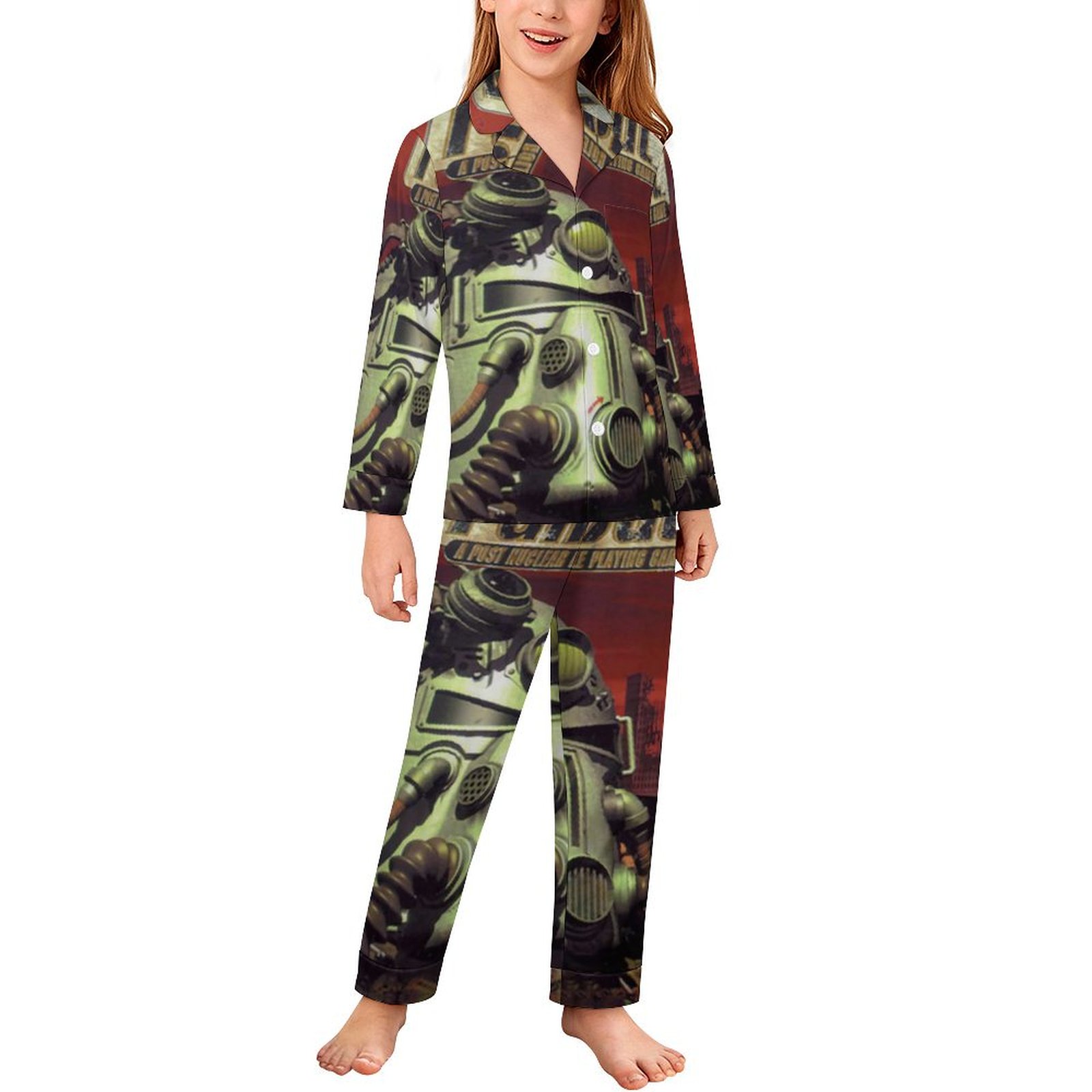 Fallout Pajamas Set Boys Girls Pjs Long Sleeve 2 Piece Sleepwear Button ...