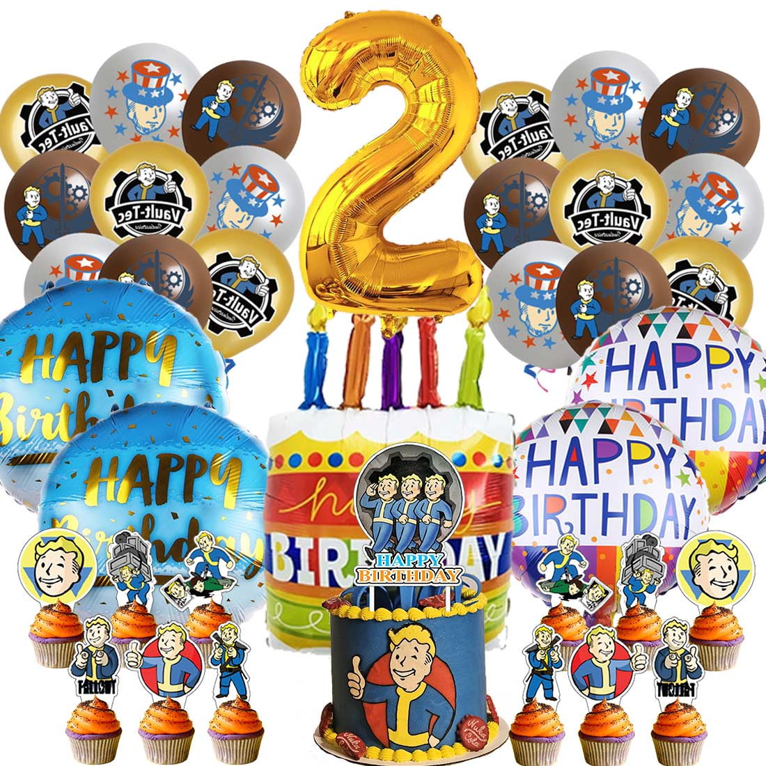 Fallout Party Supplies 2nd Decor Kit Balloons Birthday Cake Topper ...