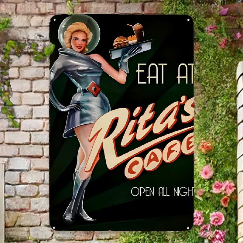 Fallout Poster Rita Cafe video game poster Vintage Metal signage Garage ...