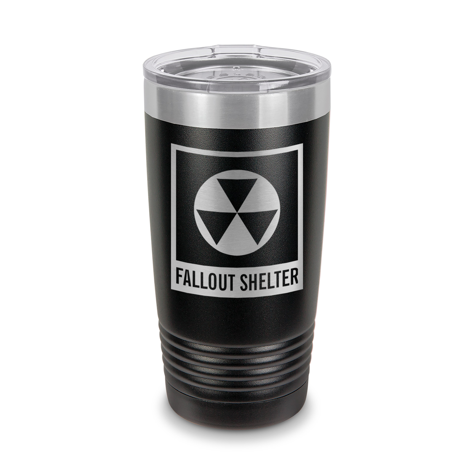 Fallout Shelter Symbol Tumbler 20 oz - Laser Engraved w/ Clear Lid ...