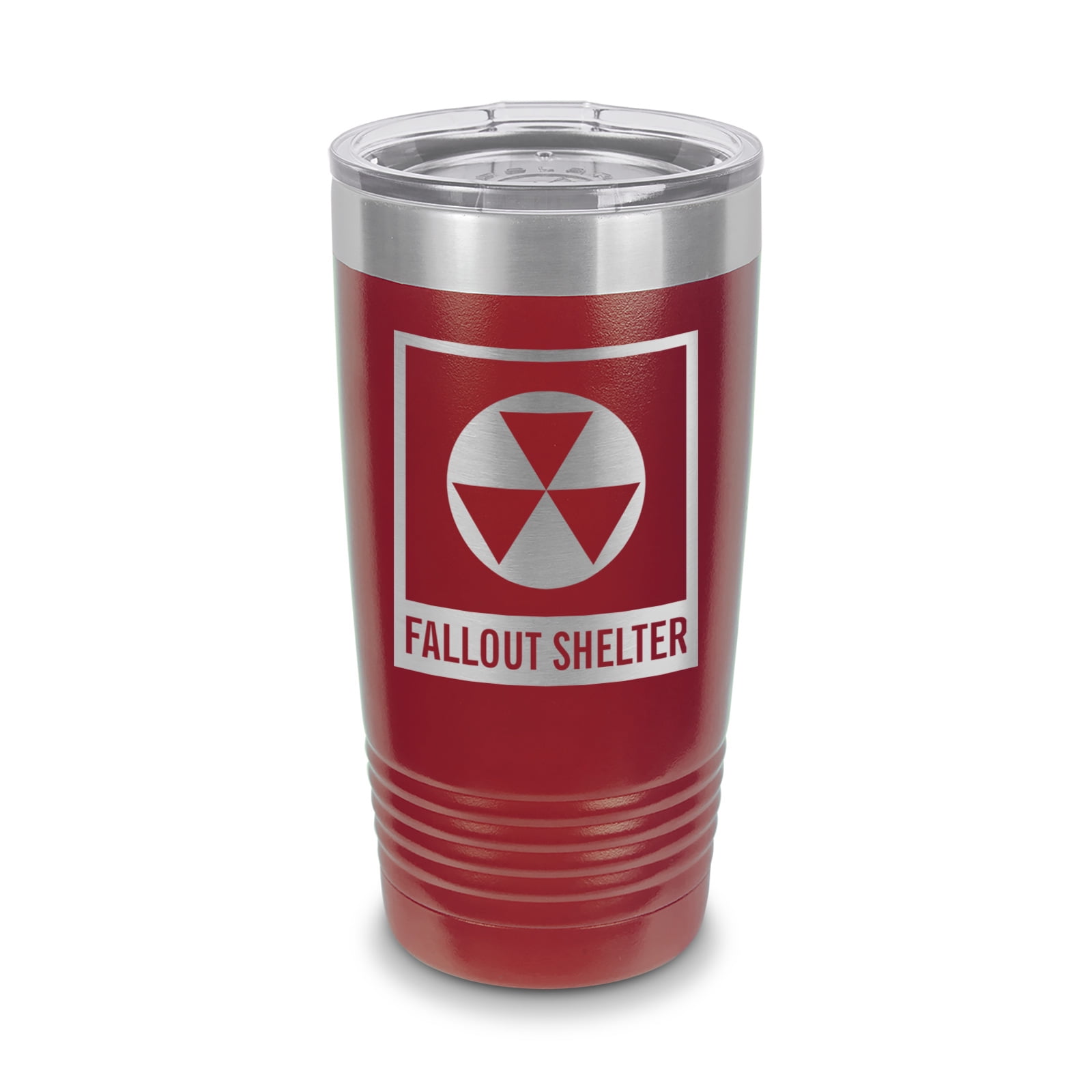 Fallout Shelter Symbol Tumbler 20 oz - Laser Engraved w/ Clear Lid ...