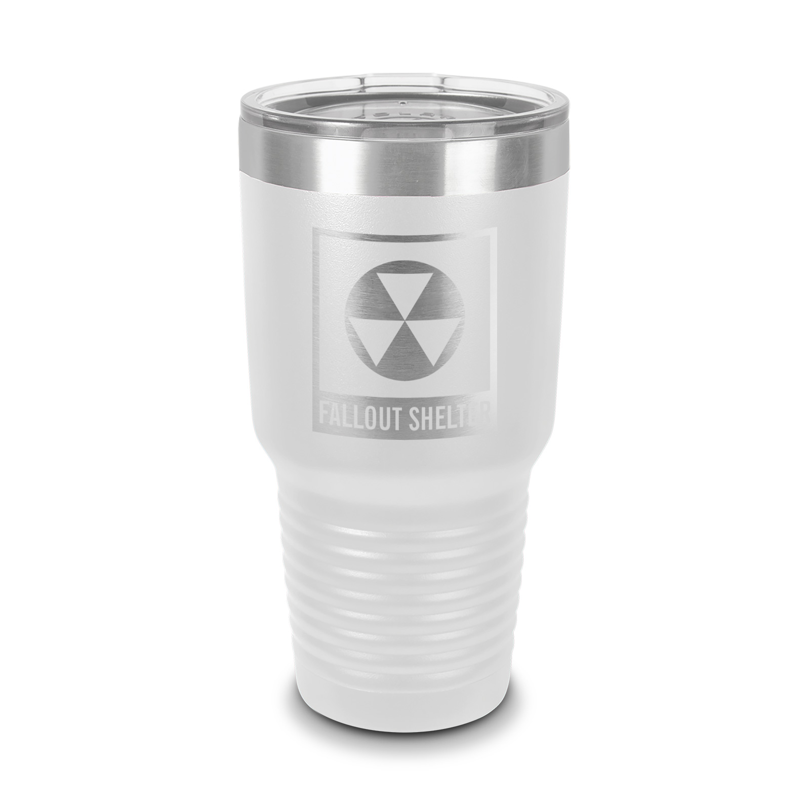 Fallout Shelter Symbol Tumbler 30 oz - Laser Engraved w/ Clear Lid ...