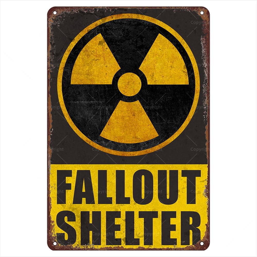 Fallout Shelter Tin Sign - Vintage Retro Warning Sign, 12" X 8 ...