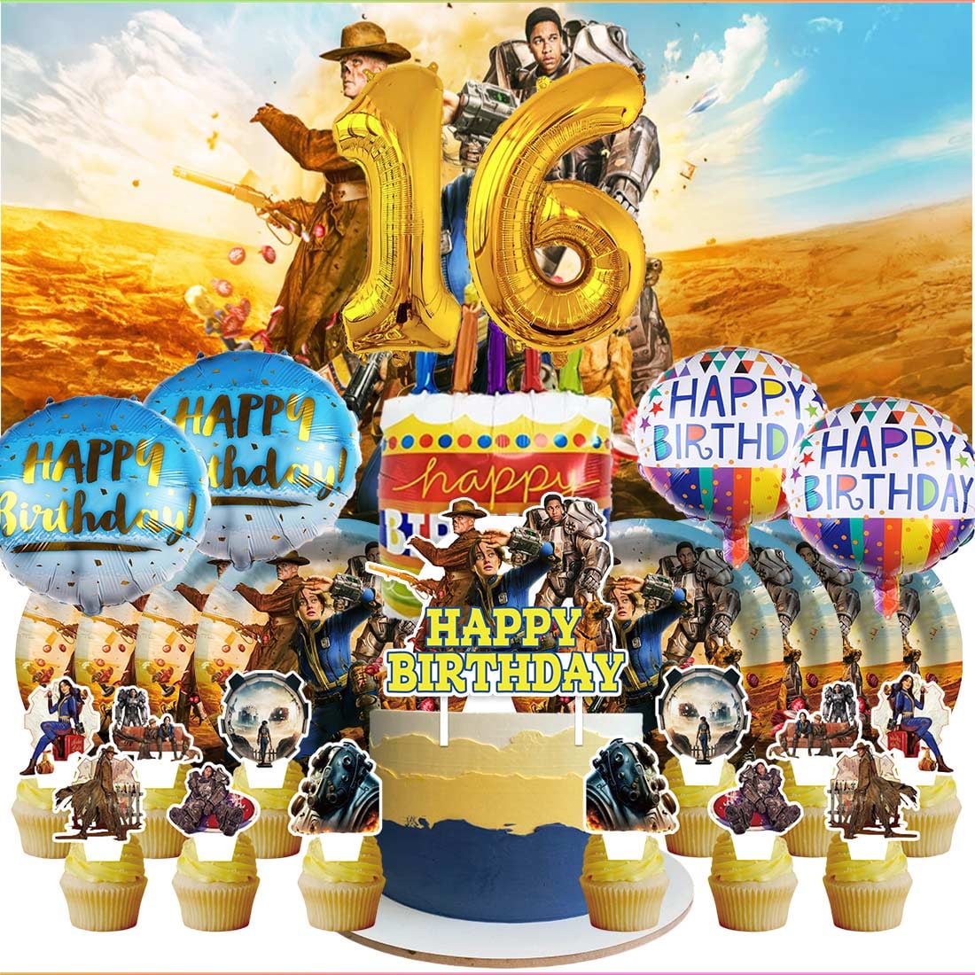 Fallout TV 16th Tableware Balloons Cake Toppers Backdrop Banner ...