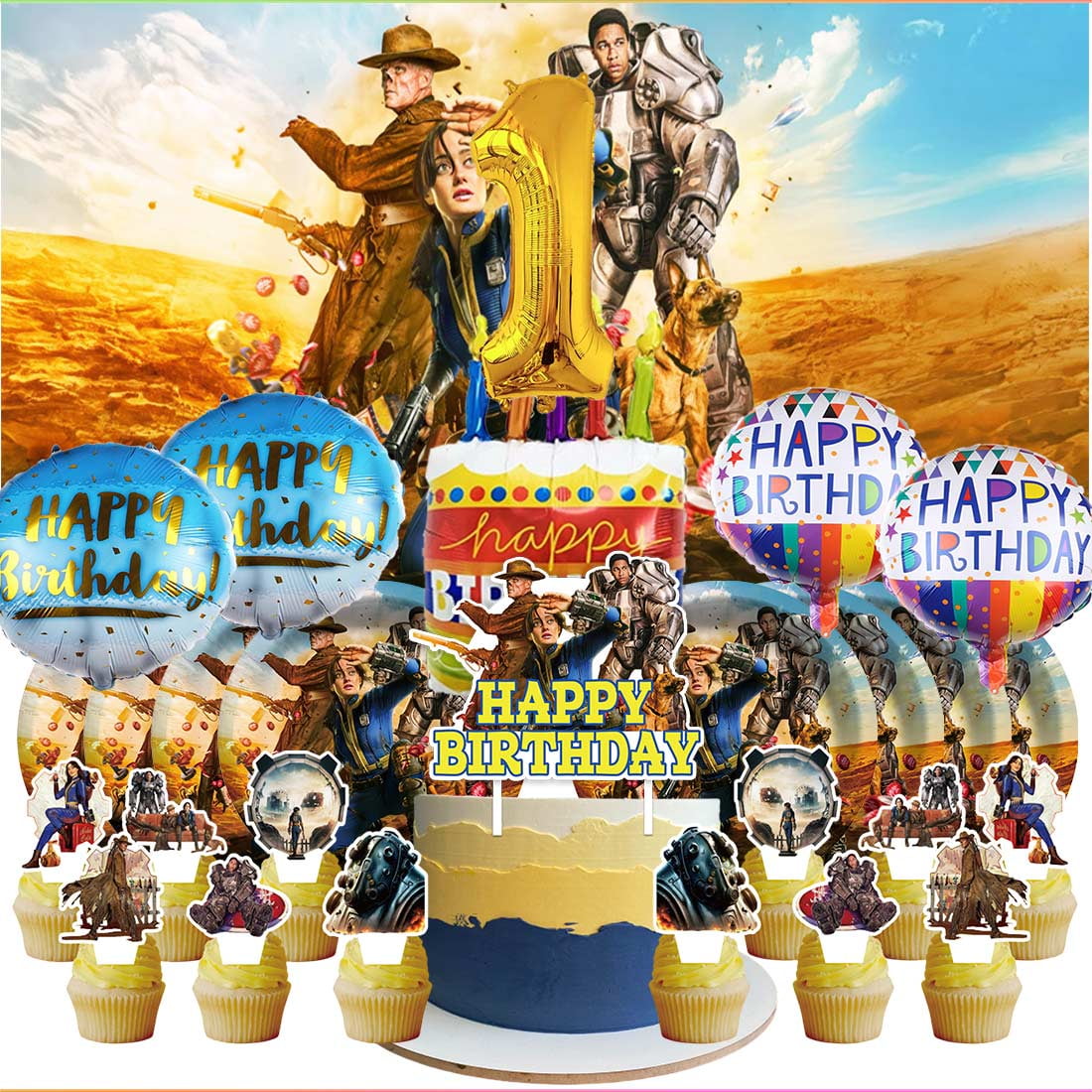Fallout TV 1st Tableware Balloons Cake Toppers Backdrop Banner Supplies ...