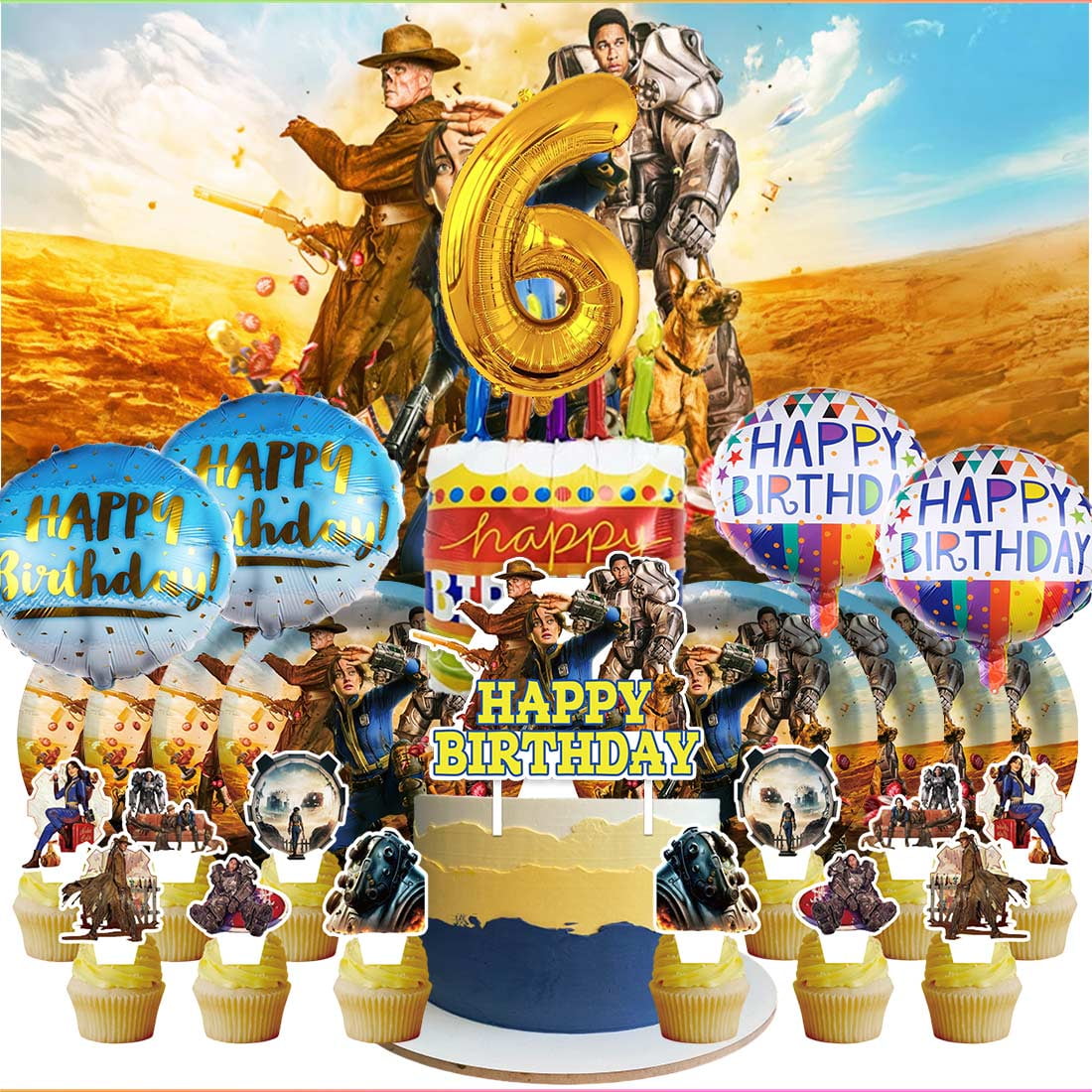 Fallout TV 6th Tableware Balloons Cake Toppers Backdrop Banner Supplies ...