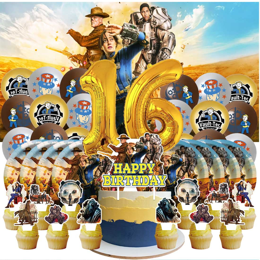 Fallout TV Balloons Party Supplies 16th Decor Tableware Birthday Cake ...