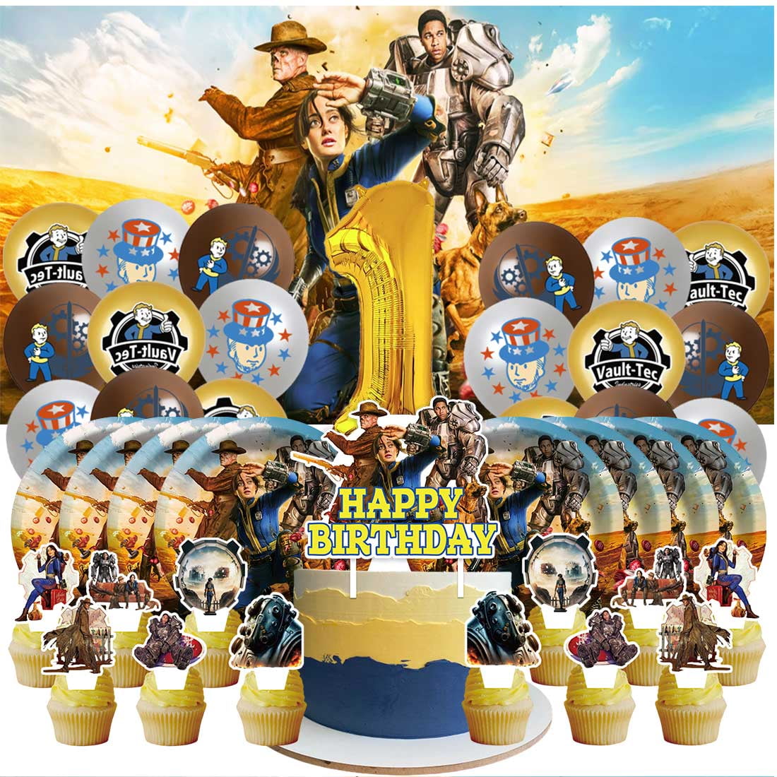 Fallout TV Balloons Party Supplies 1st Decor Tableware Birthday Cake ...