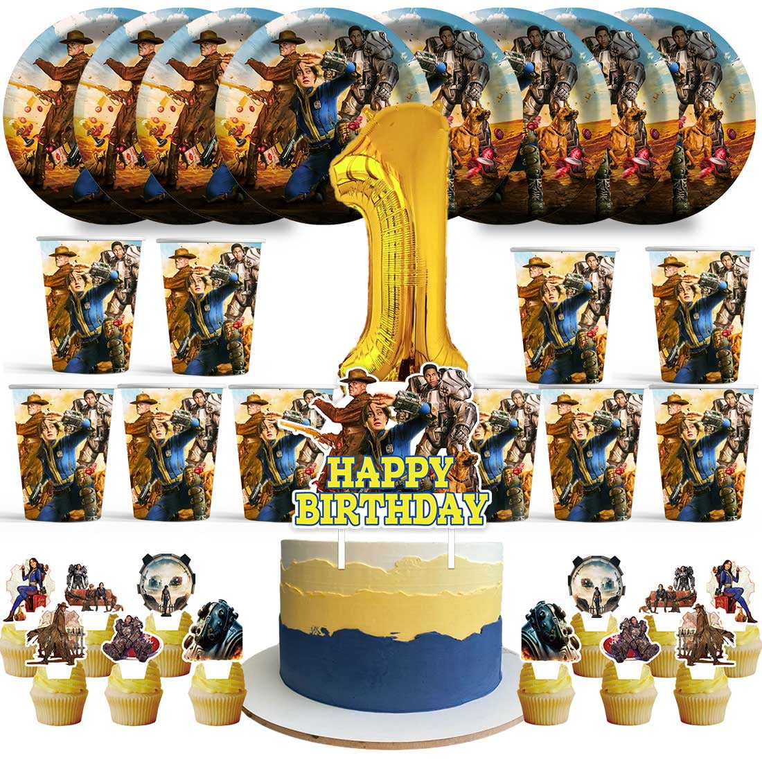 Fallout TV Birthday 1st Cups Party Supplies Plates Fans Decorations ...