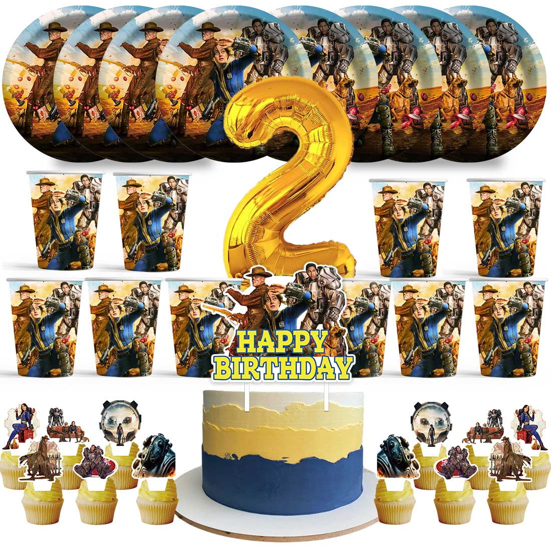 Fallout TV Birthday 2nd Cups Party Supplies Plates Fans Decorations ...