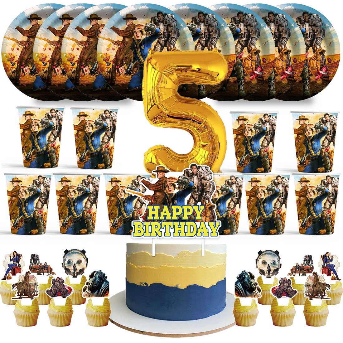 Fallout TV Birthday 5th Cups Party Supplies Plates Fans Decorations ...