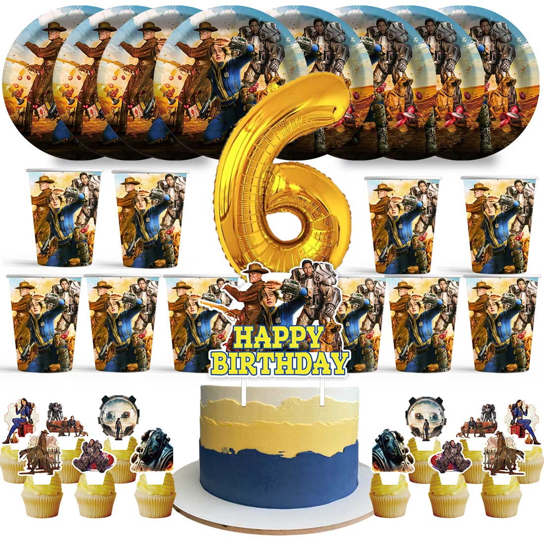 Fallout TV Birthday 6th Cups Party Supplies Plates Fans Decorations ...