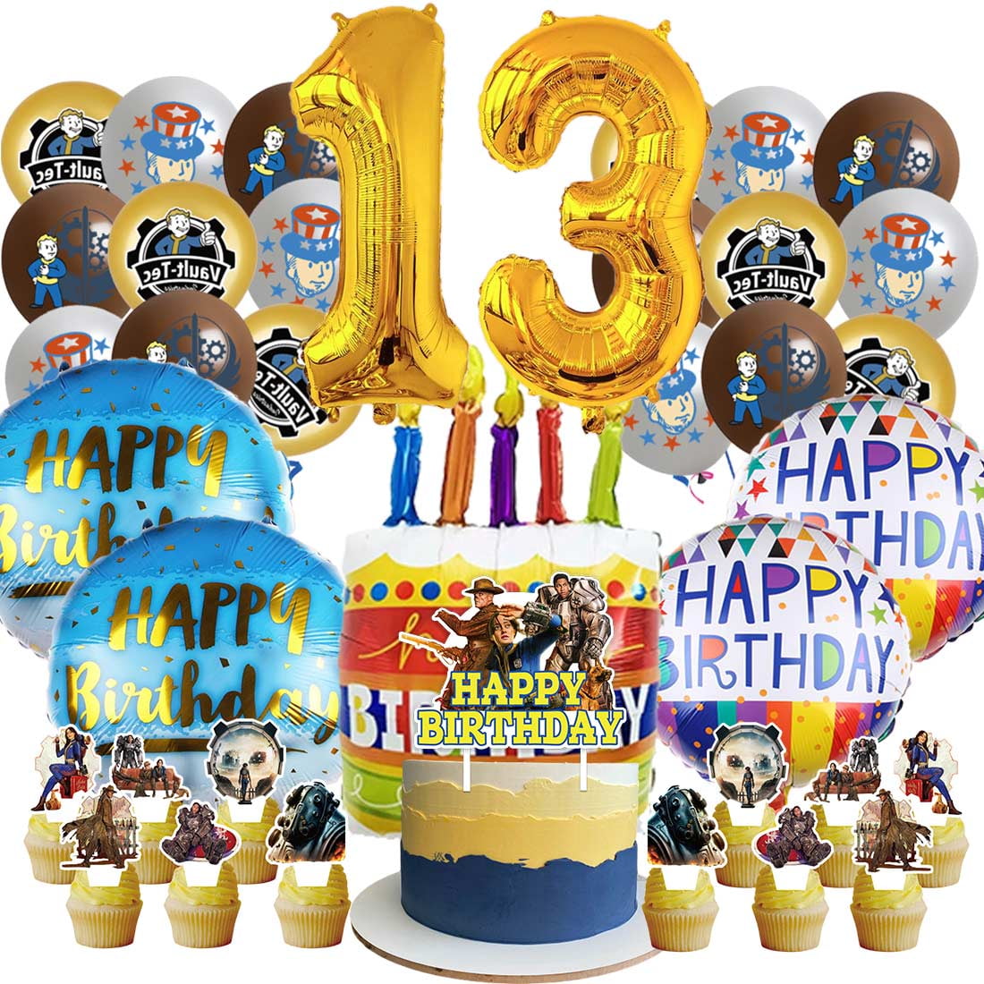 Fallout TV Party Supplies 13th Decor Kit Balloons Birthday Cake Topper ...