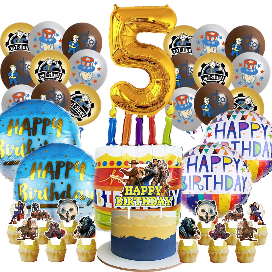 Fallout TV Party Supplies 5th Decor Kit Balloons Birthday Cake Topper ...