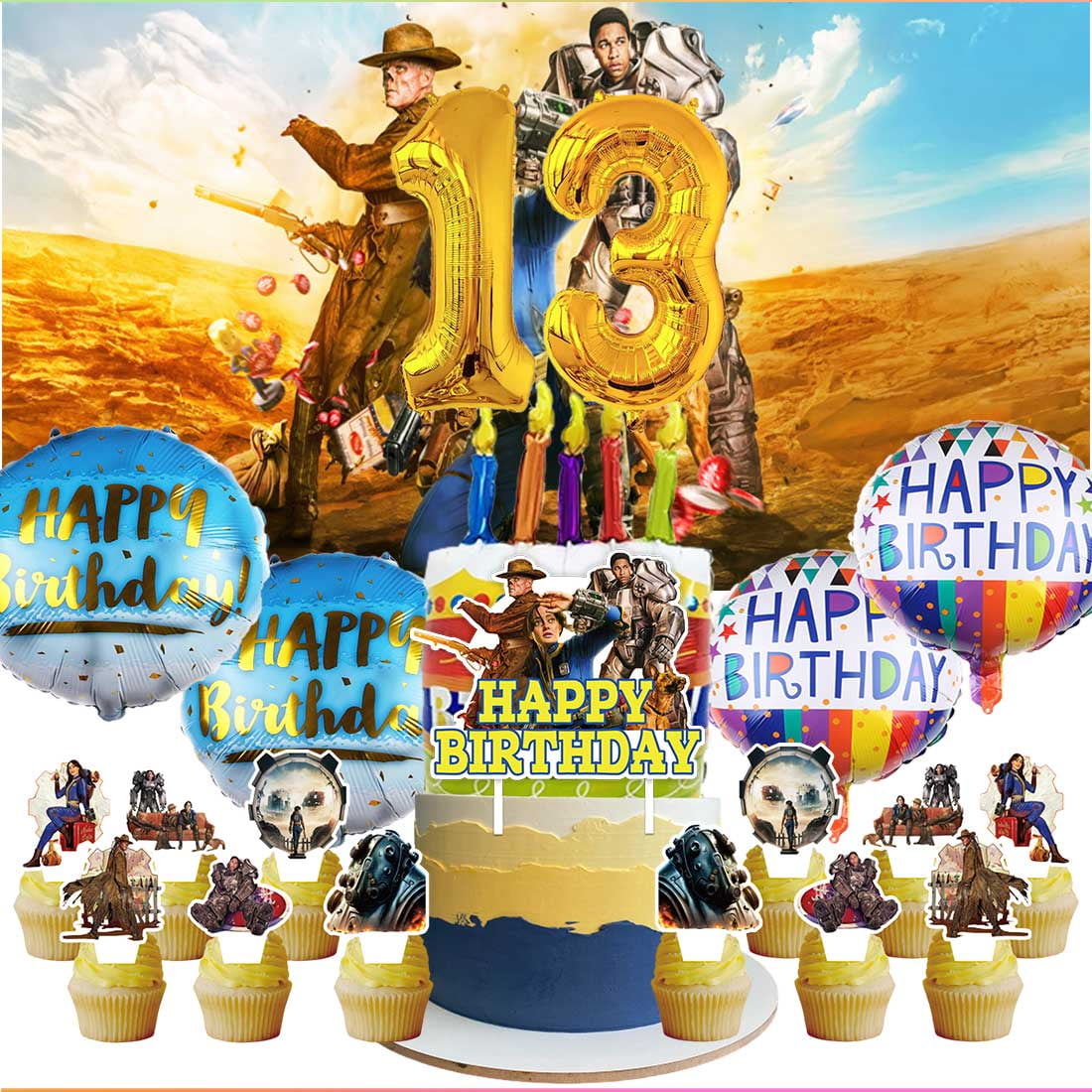 Fallout TV Party Supplies Decor 13th Kit Balloons Birthday Cake Topper ...