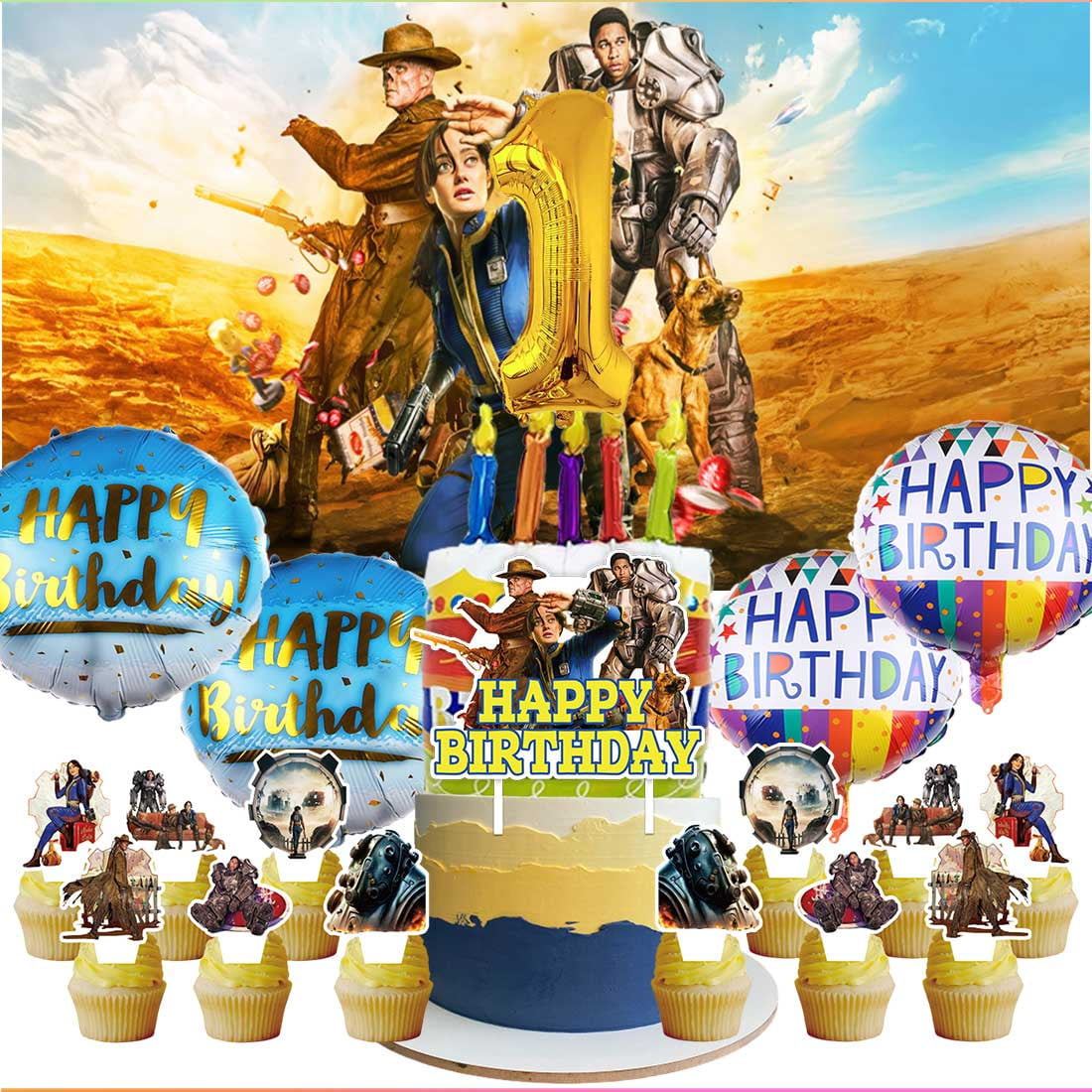 Fallout TV Party Supplies Decor 1st Kit Balloons Birthday Cake Topper ...