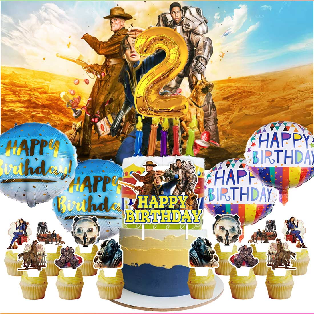 Fallout TV Party Supplies Decor 2nd Kit Balloons Birthday Cake Topper ...