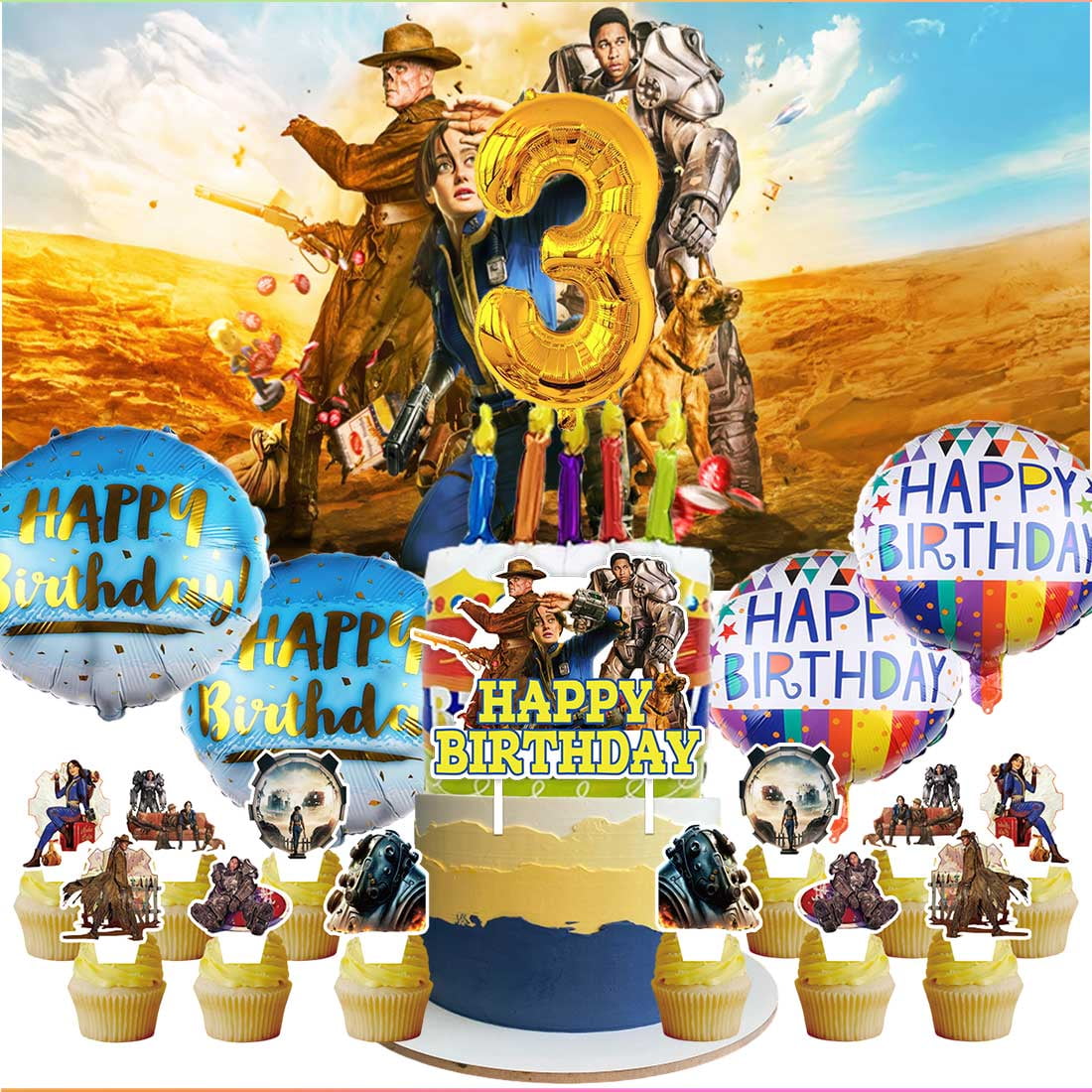 Fallout TV Party Supplies Decor 3rd Kit Balloons Birthday Cake Topper ...