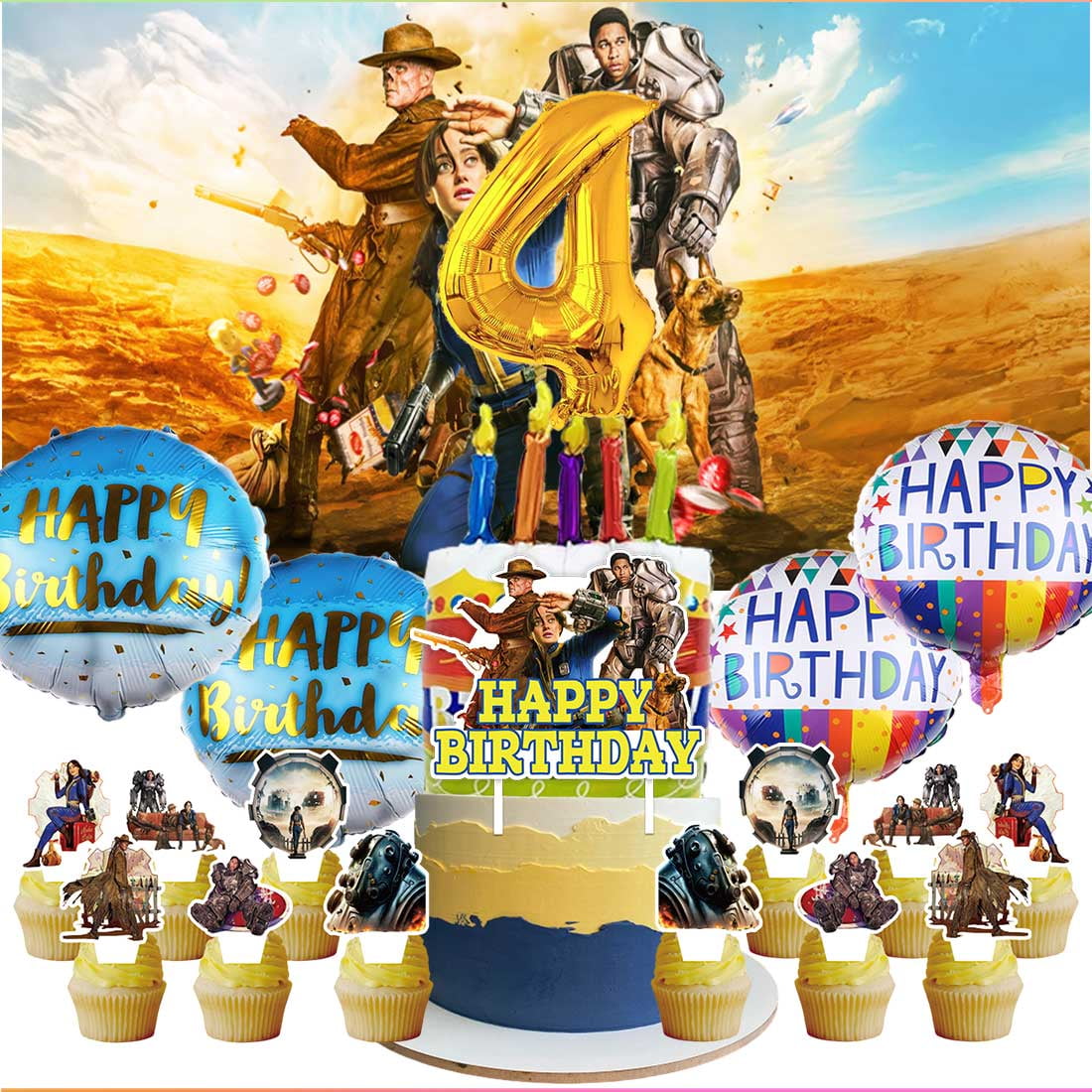 Fallout TV Party Supplies Decor 4th Kit Balloons Birthday Cake Topper ...
